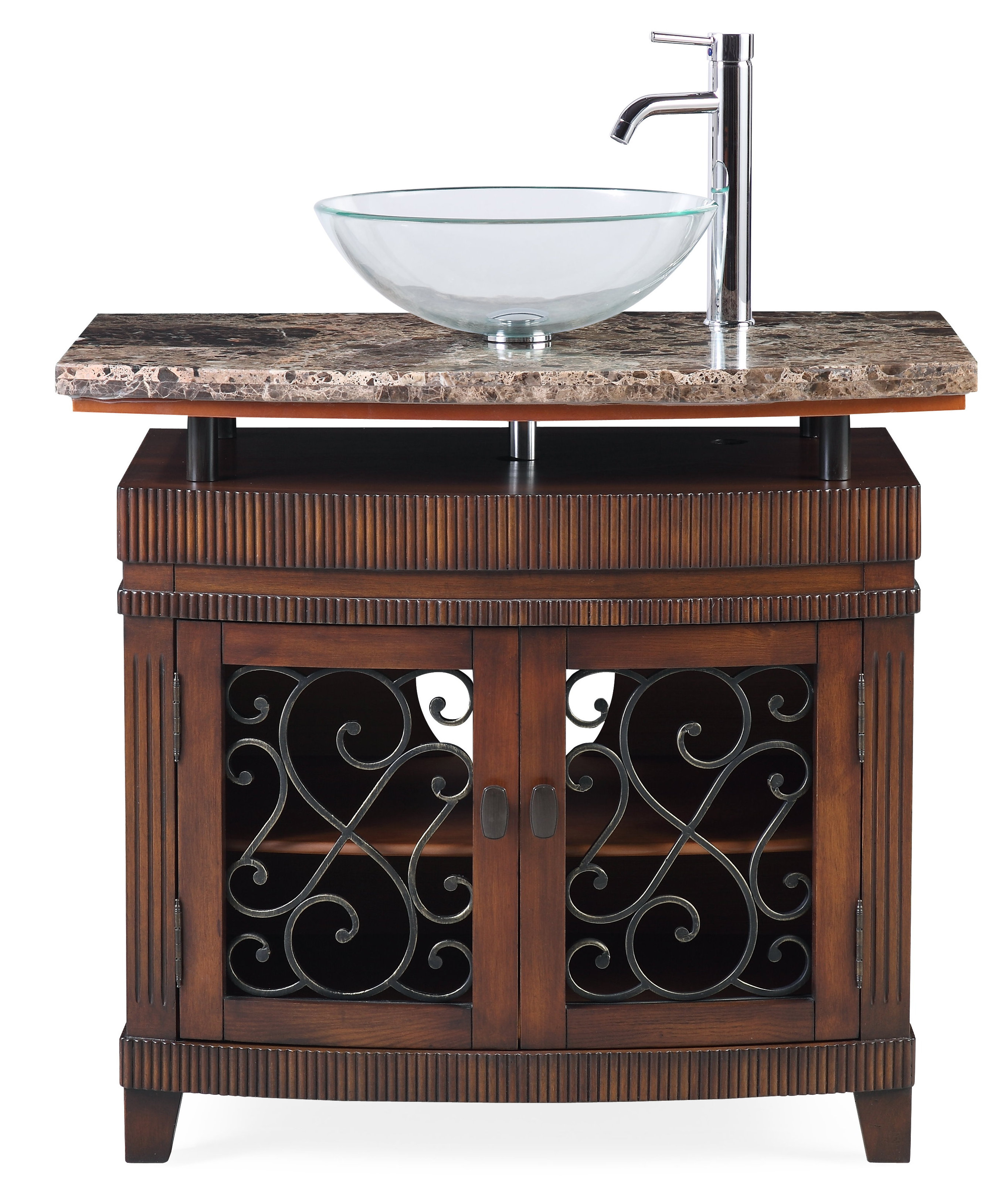 Fleur De Lis Living Burchfield Vessel 36" Single Bathroom Vanity Set ...