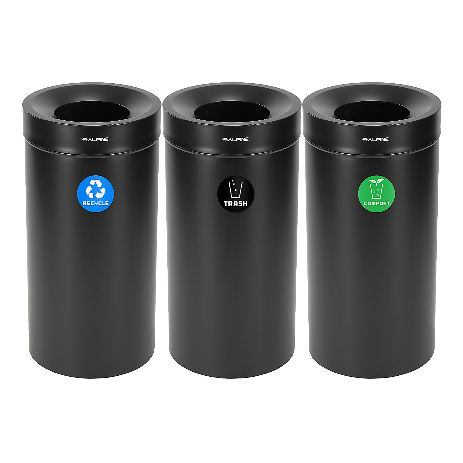 Alpine Industries Compost Stainless Steel 27 Gallon Trash Can Set ...