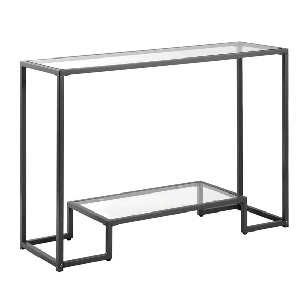 Mercer41 2-Tier Glass Console Table, Modern Rectangle Sofa Side Table ...