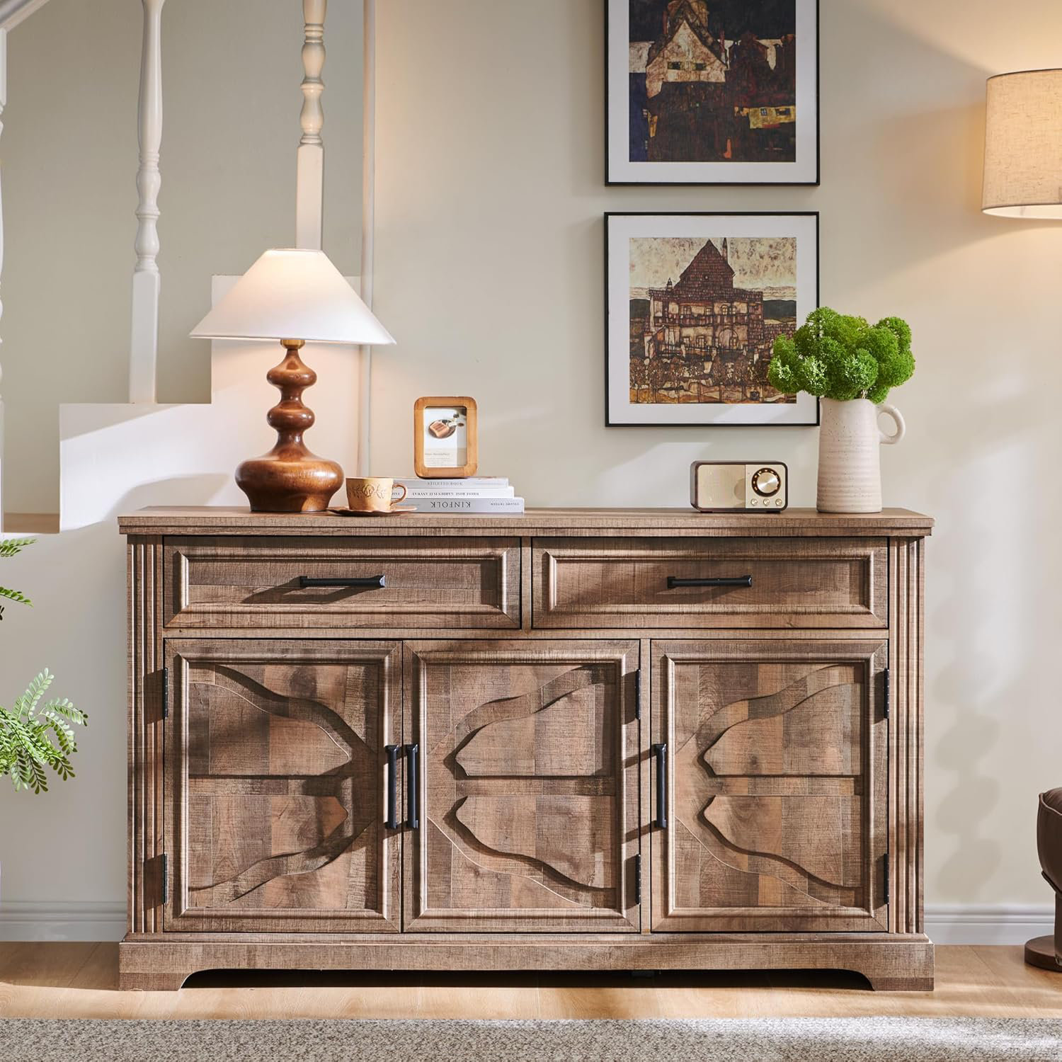 August Grove® Farmhouse Sideboards and Buffets, Buffet table With 2 ...