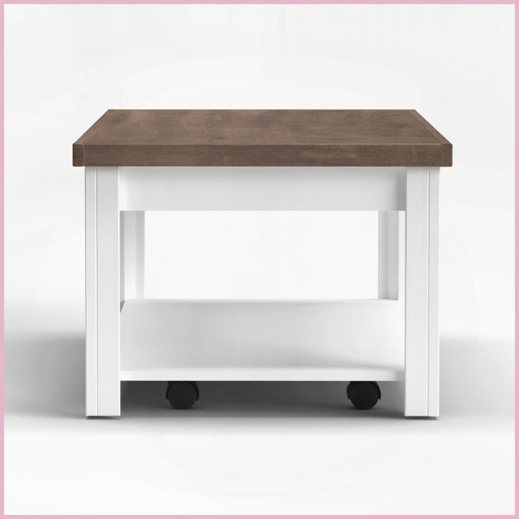 One Allium Way® 40” Square Two-Tone Rustic Pine Coffee Table with 2 ...