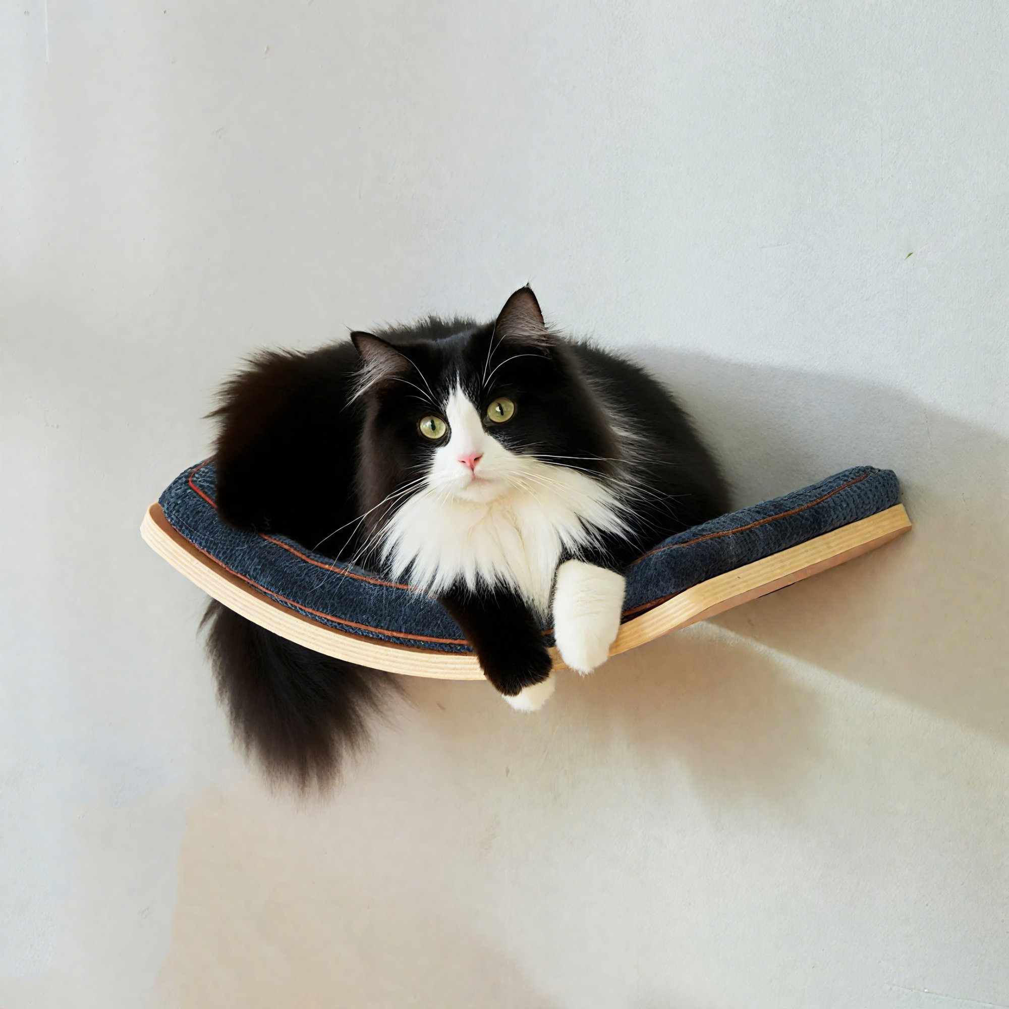 Tucker Murphy Pet™ Curved Cat Shelf With Plush Cushion: Wall Mounted ...