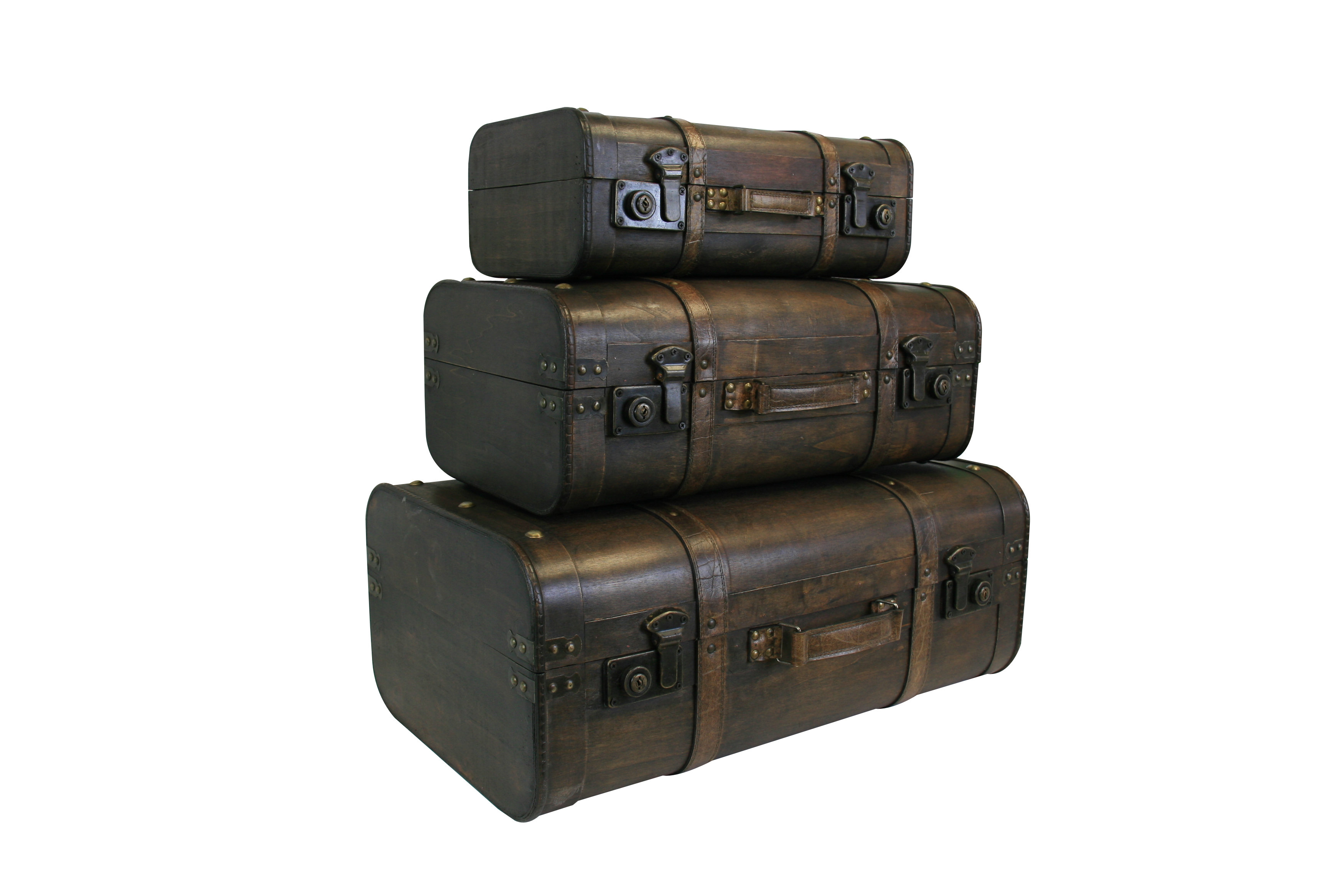 Charlton Home Mankin 3 Piece Wooden Suitcase Trunk Set & Reviews ...