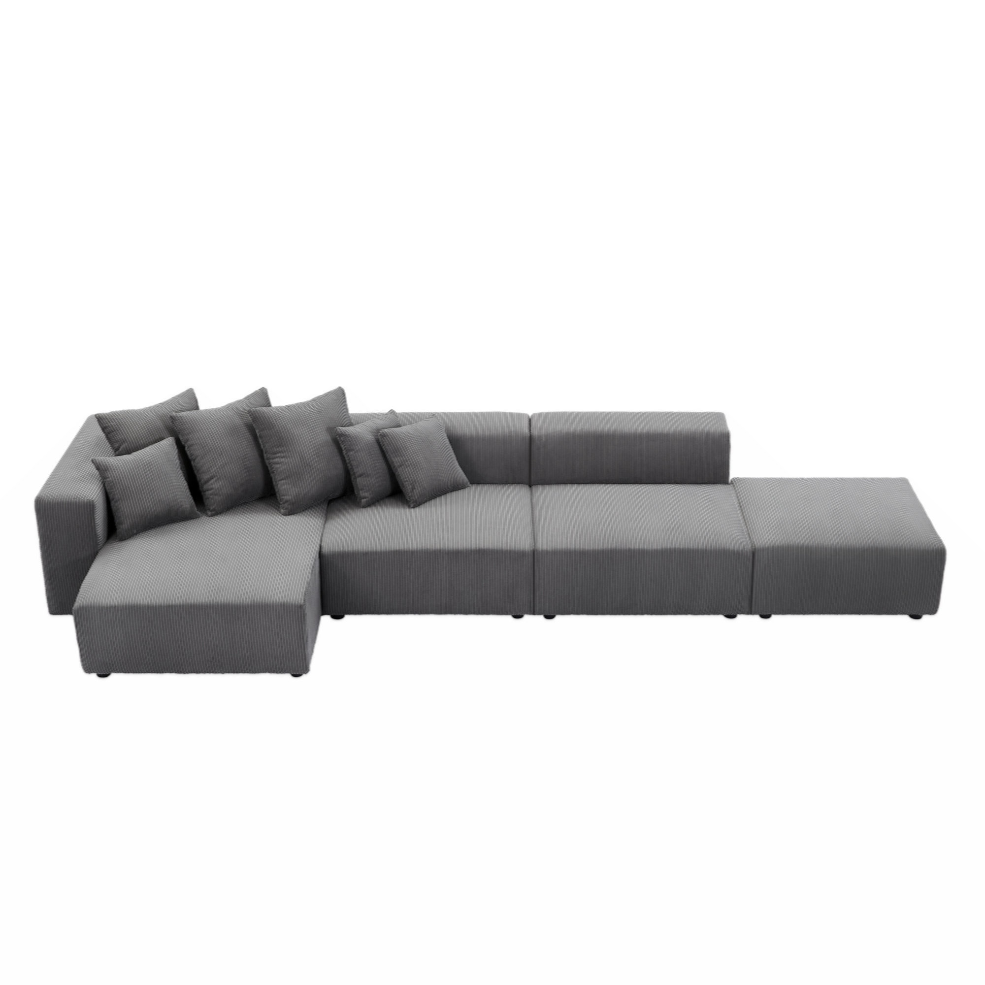 Hokku Designs Yaker 4 - Piece Corduroy Sectional | Wayfair