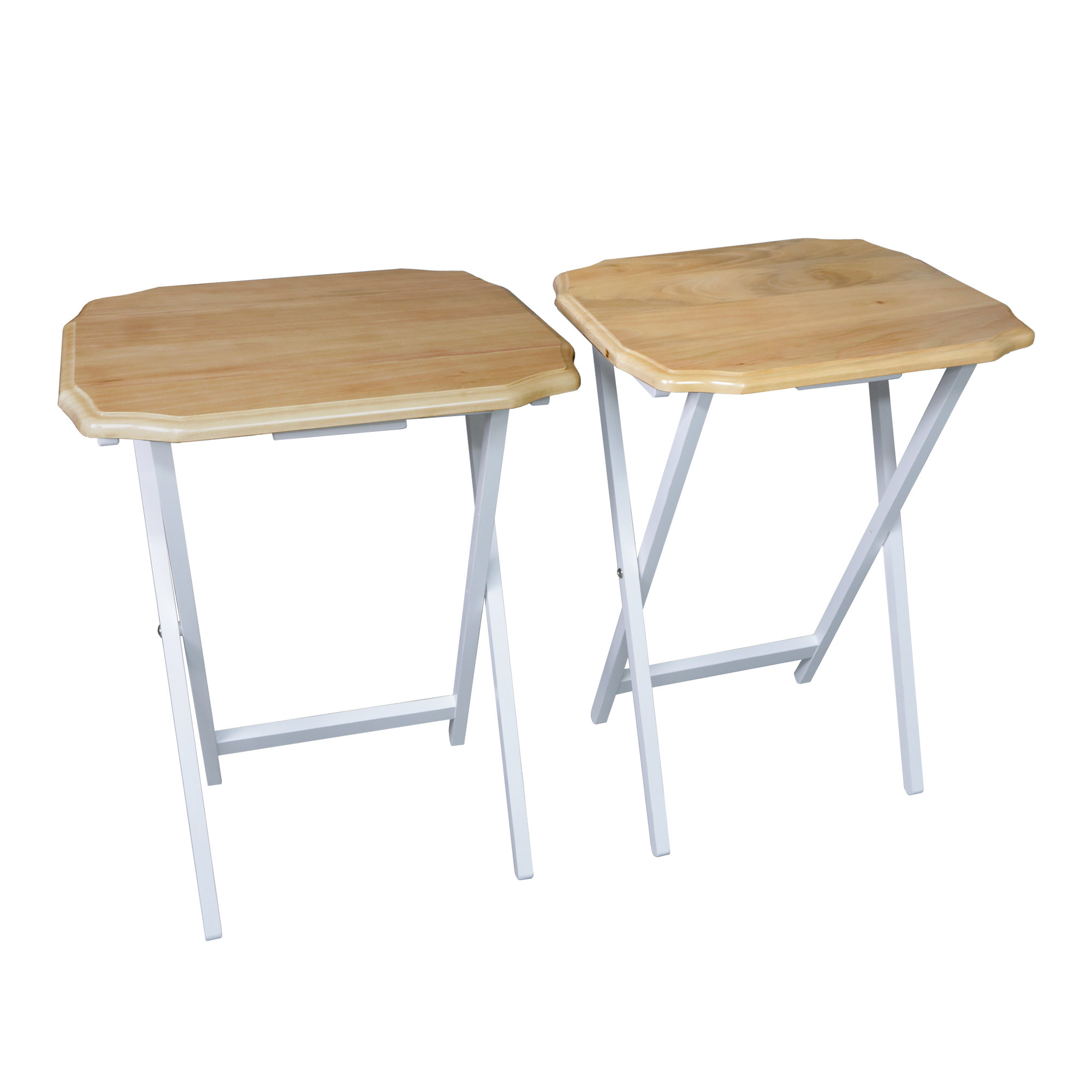 Yu Shan Medallion 2Pcs Tray Table Set - Natural/White | Wayfair