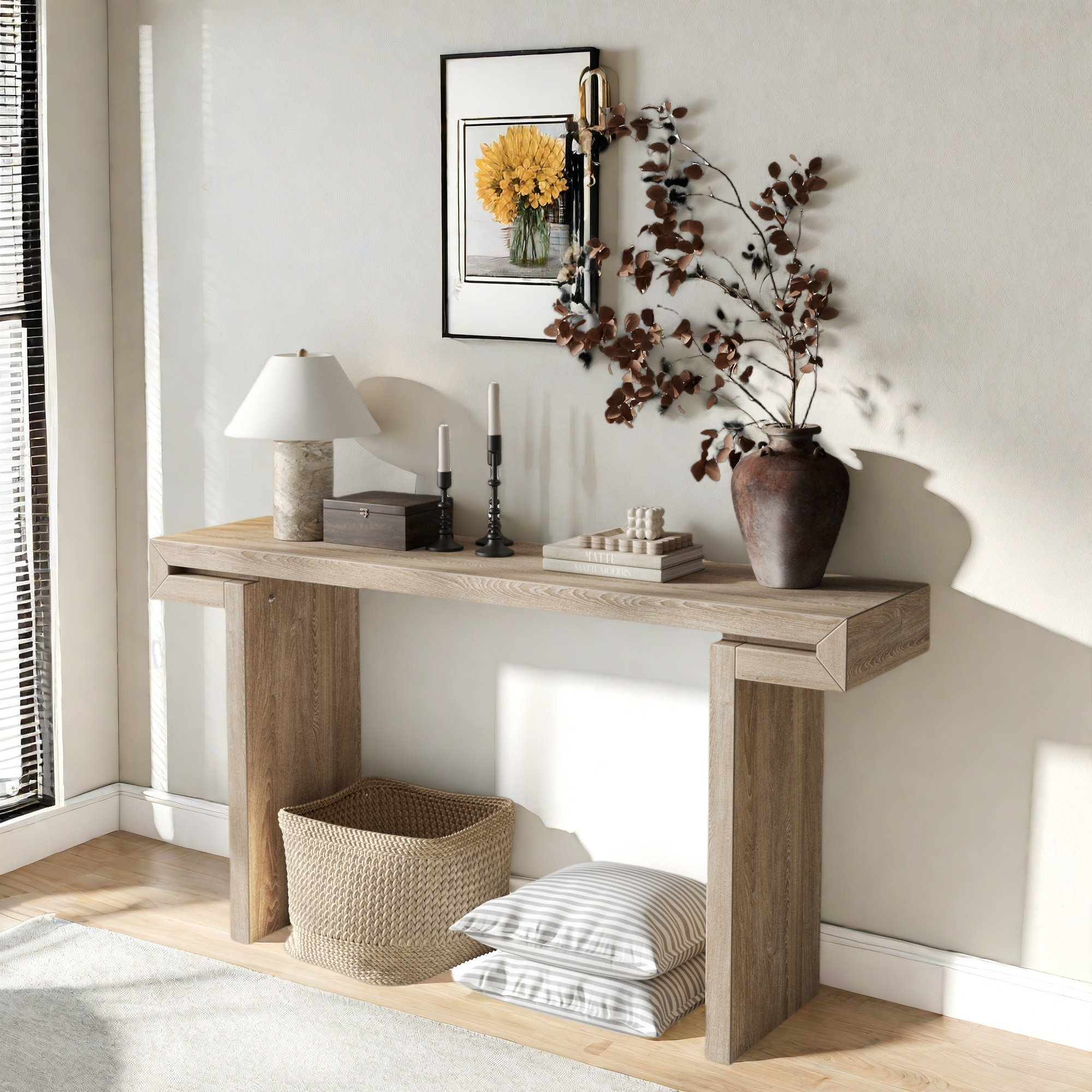 Gracie Oaks Rustic Farmhouse Console Table With Retro Design - Wayfair ...