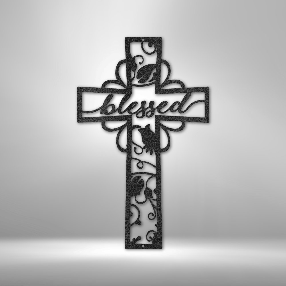 17 Stories Scripture Walls Scripture Walls Blessed Cross Steel Sign ...