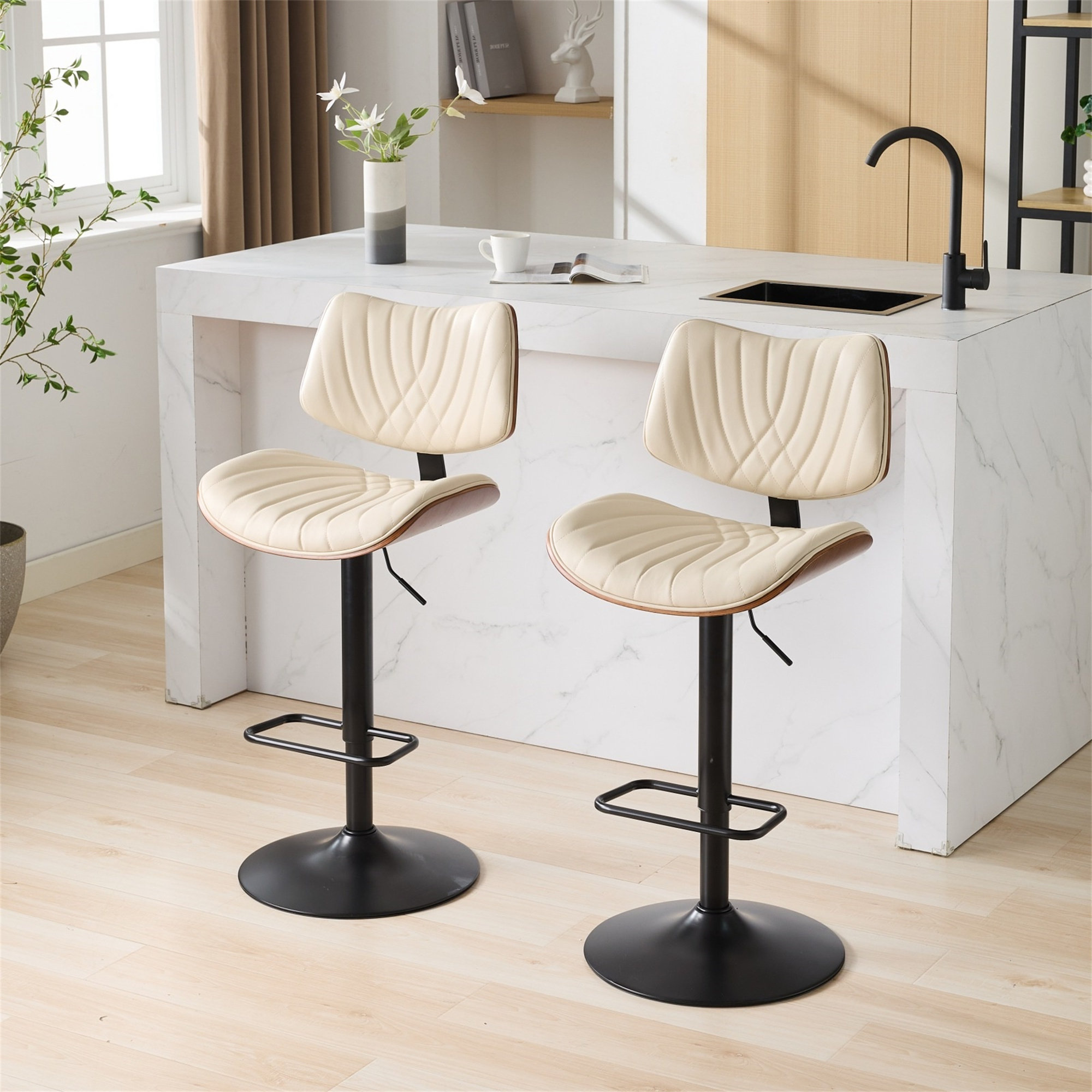 George Oliver Harilla Swivel Upholstered Adjustable Height Counter ...