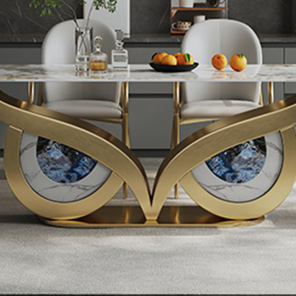 Greyleigh Creative Rock Plate Dining Table Rectangular 35.4'' W Dining ...