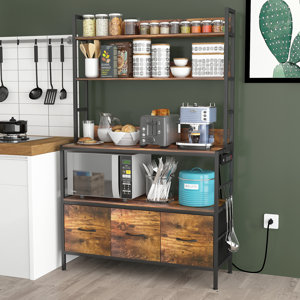 17 Stories 39.37'' Steel Standard Baker's Rack with Microwave ...