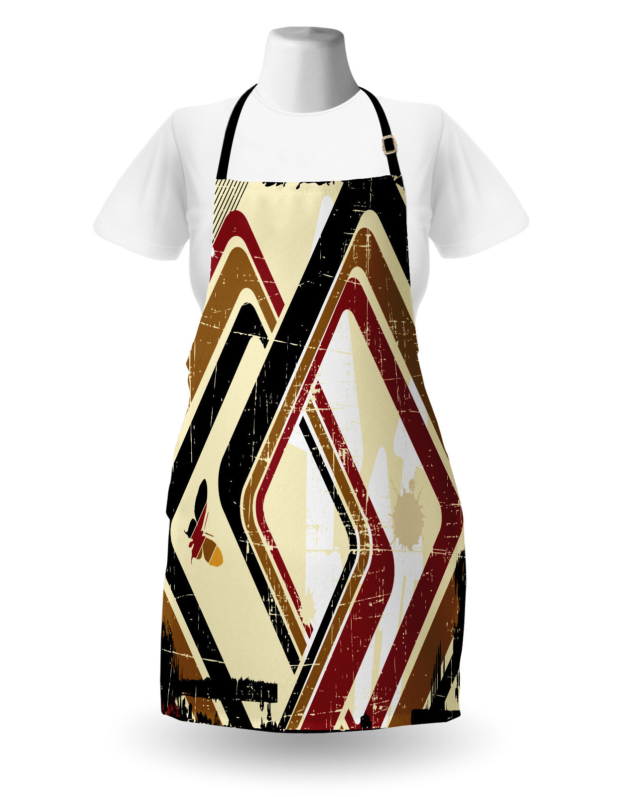East Urban Home Abstract Apron Unisex, Retro Trippy Form Ruby, Adult ...