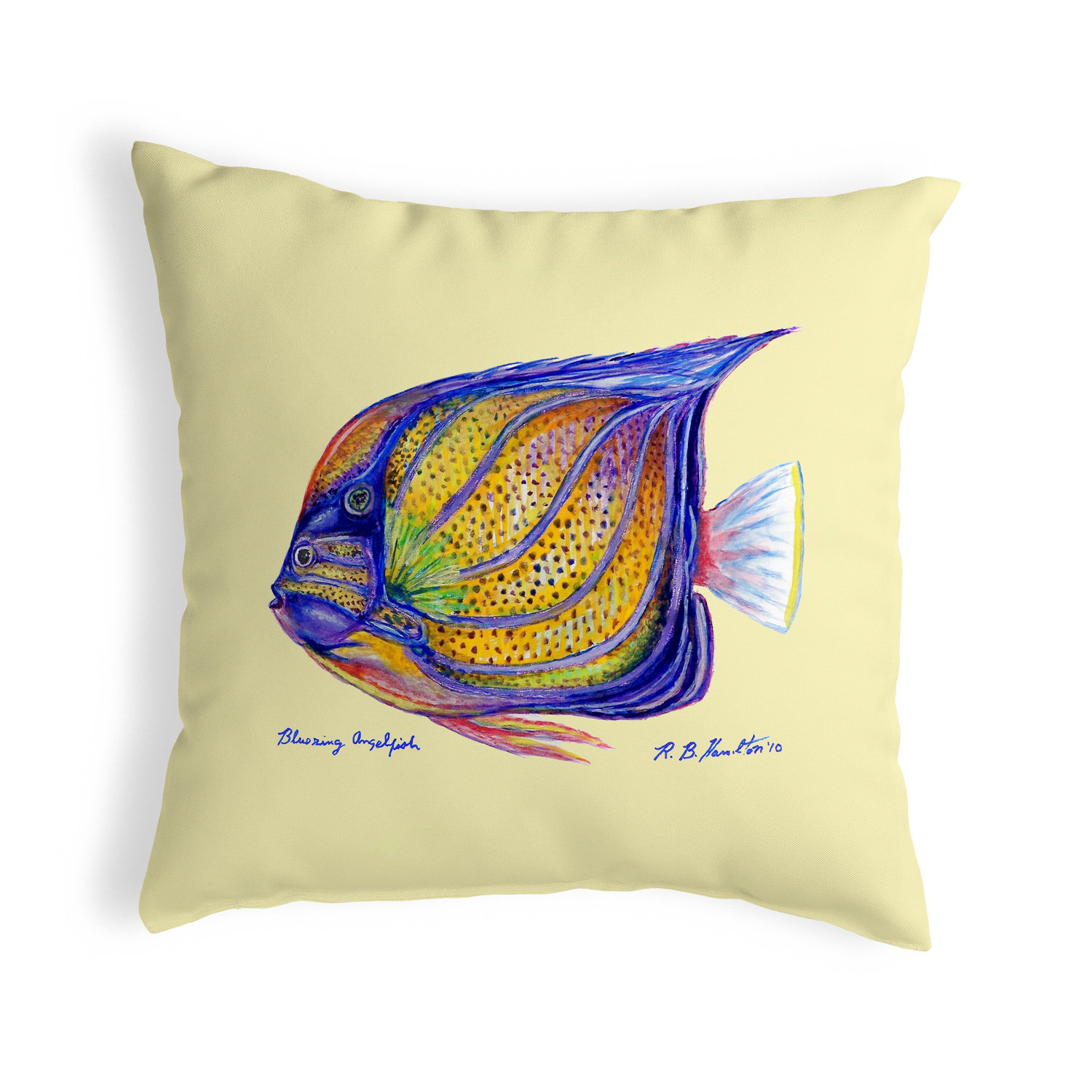 Betsy Drake Interiors Ring Angelfish Outdoor Square Pillow Cover ...