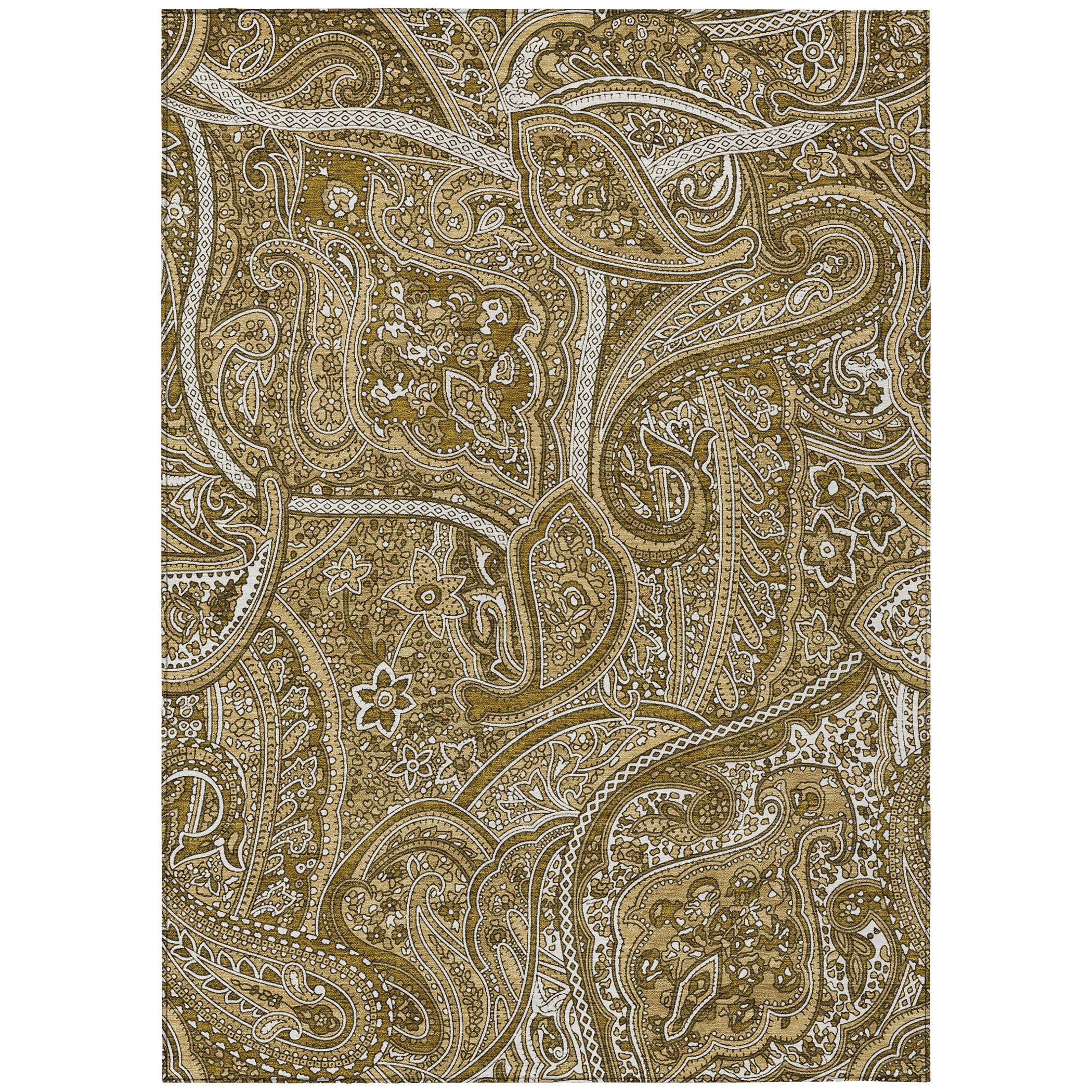 HomeRoots 9' X 12' Tan Paisley Washable Indoor Outdoor Area Rug | Wayfair