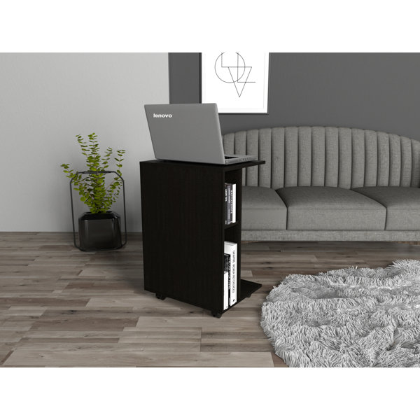 Latitude Run® Bombay Mobile Tray Table with 2 Side Shelves | Wayfair