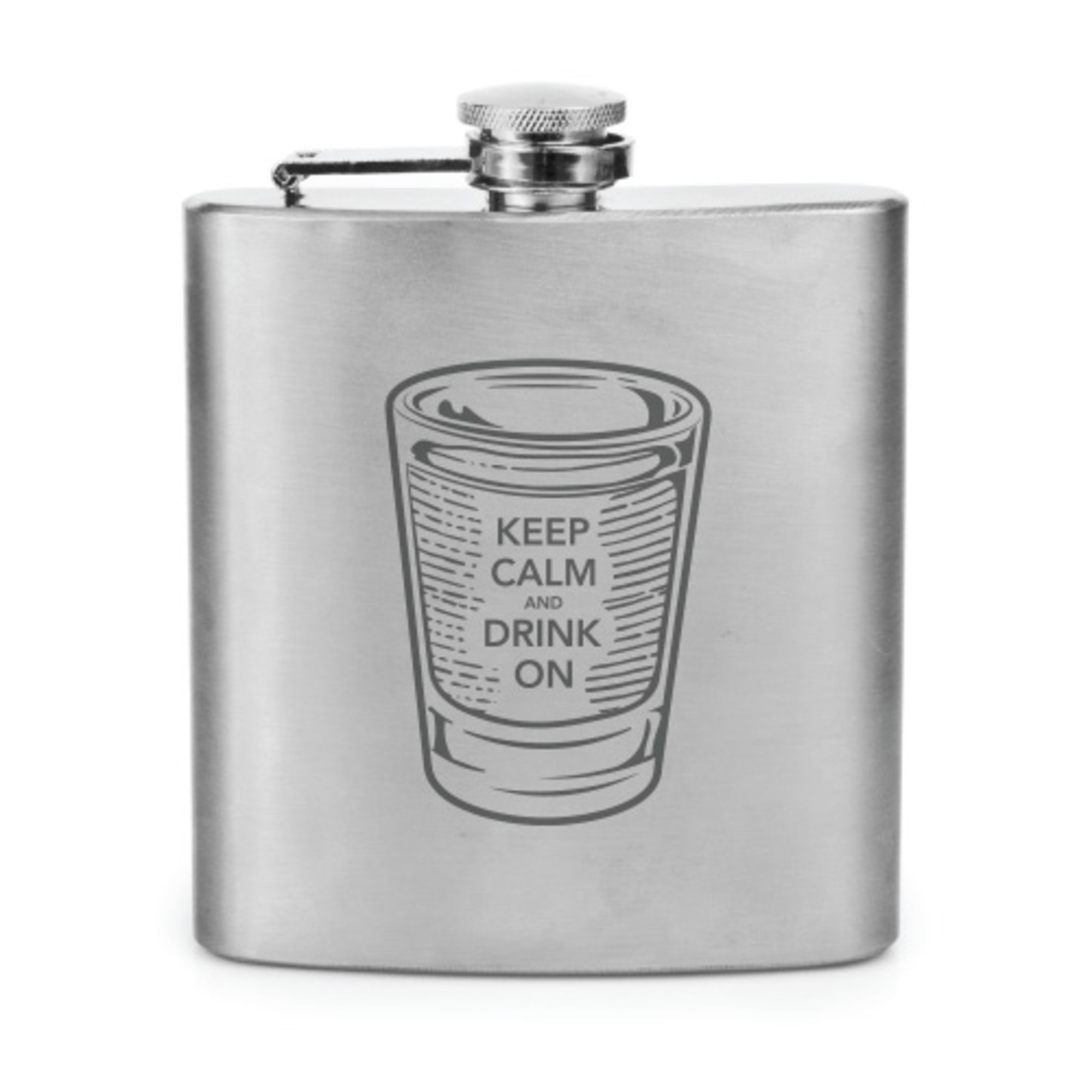 Trueflask 6 oz Stainless Steel Keep Calm & Drink On Flask | Wayfair