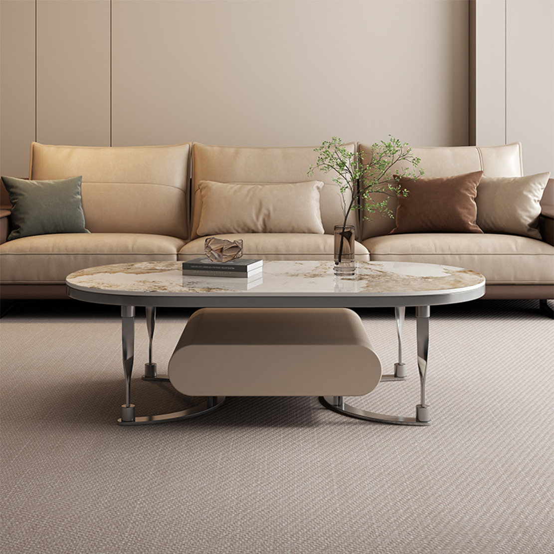 Wu's StylishVault Modern simple oval rock plate coffee table - Wayfair ...