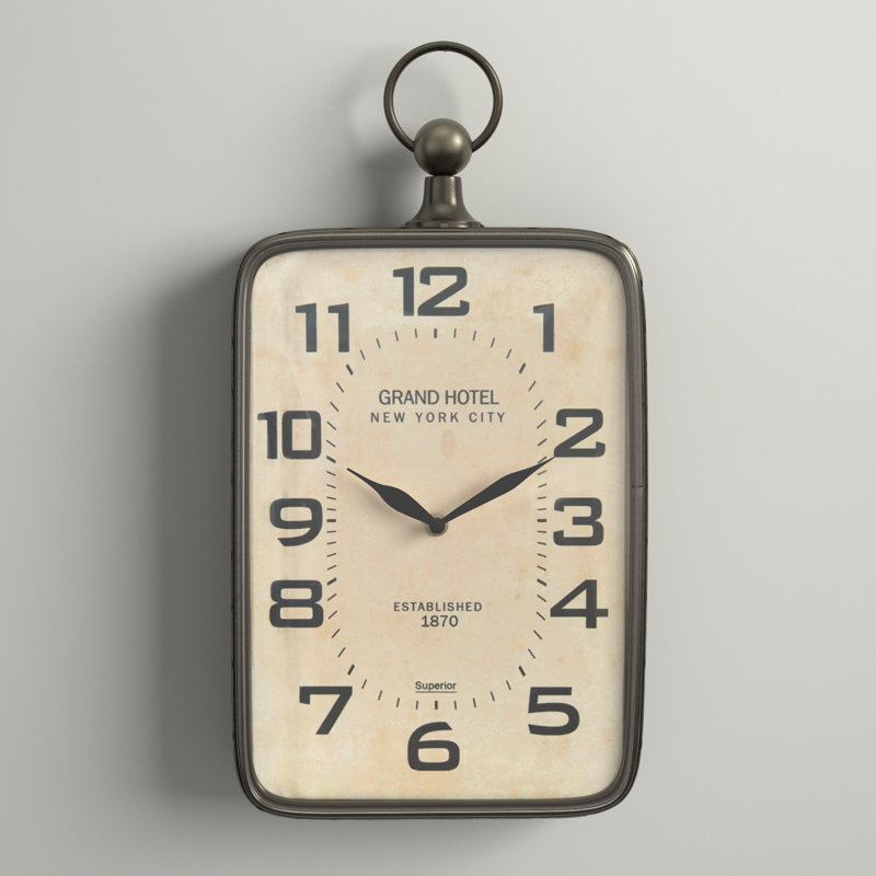 Charlton Home® Rectangle Metal Hanging Wall Clock with Handle & Reviews ...