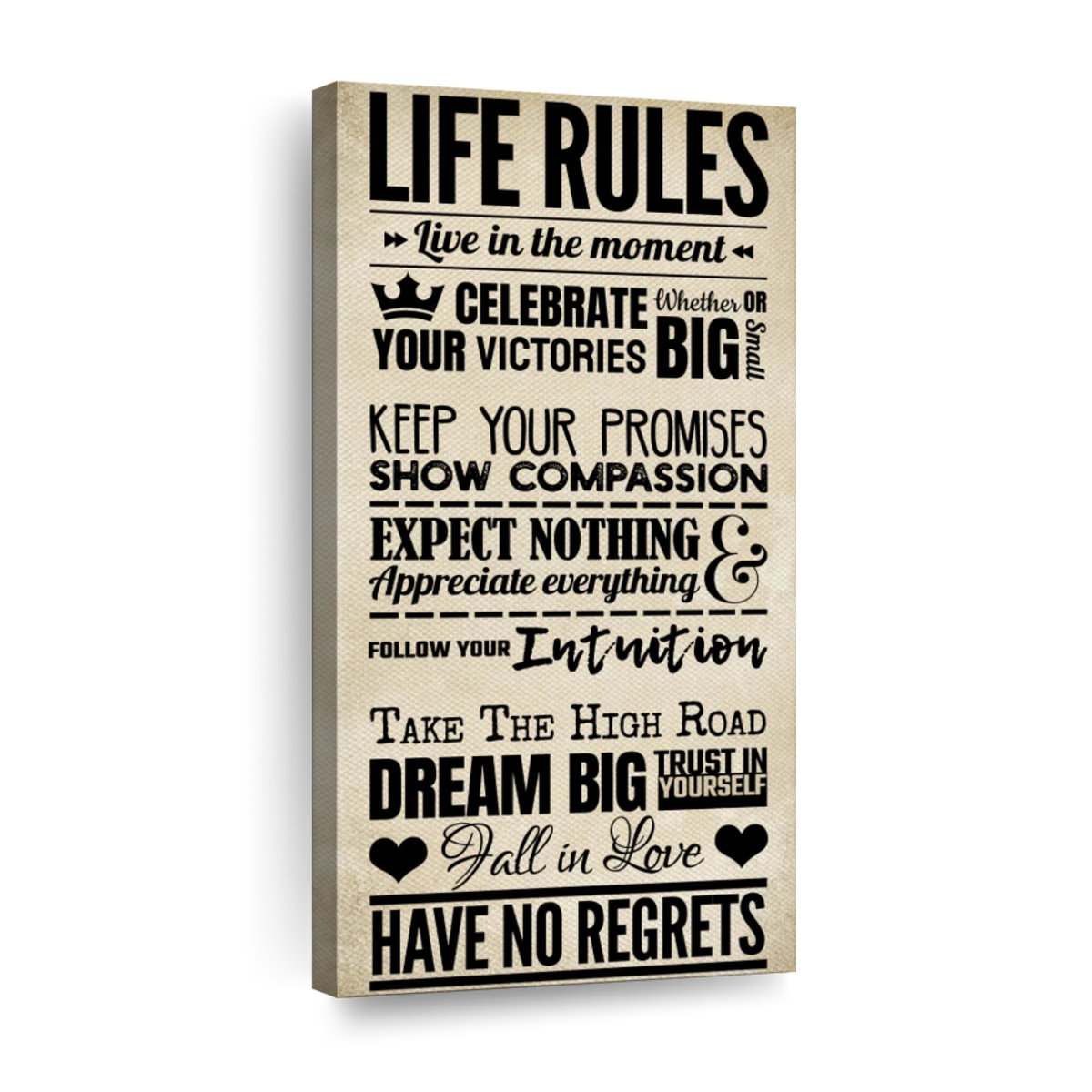 Trinx Life Rules Sign Canvas Print - Wayfair Canada
