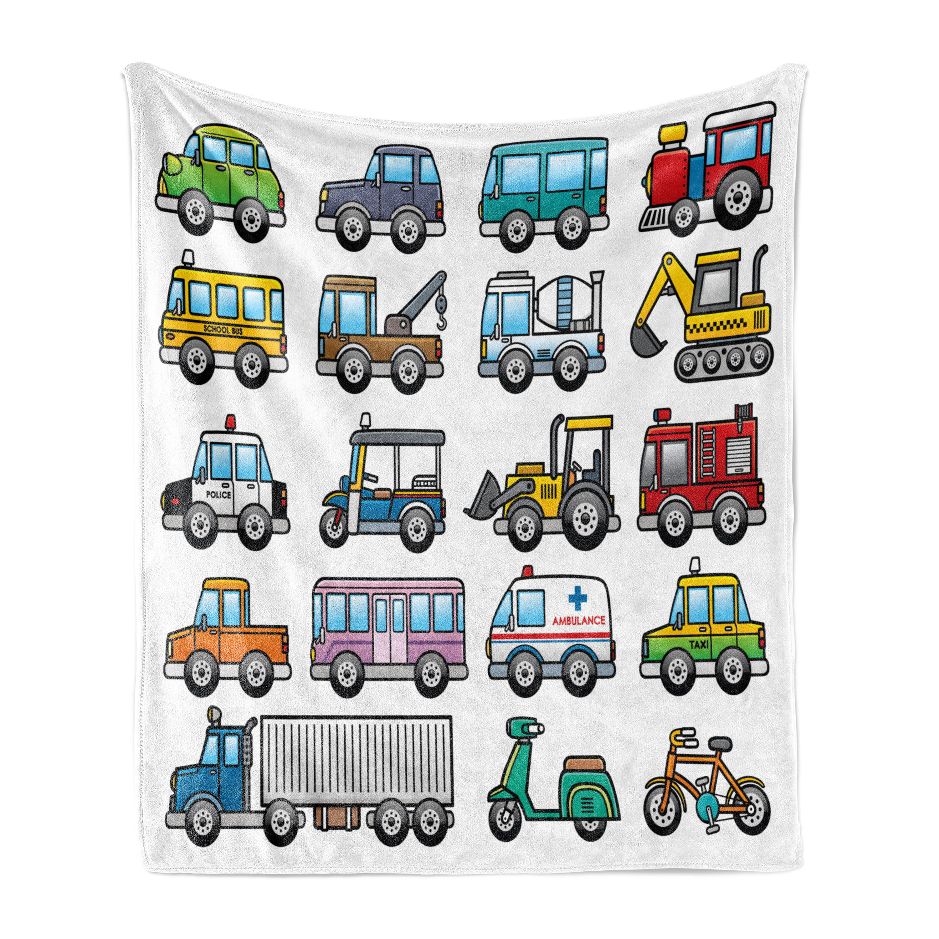 Ambesonne Cartoon Fleece Throw Blanket Land Transportation Theme ...