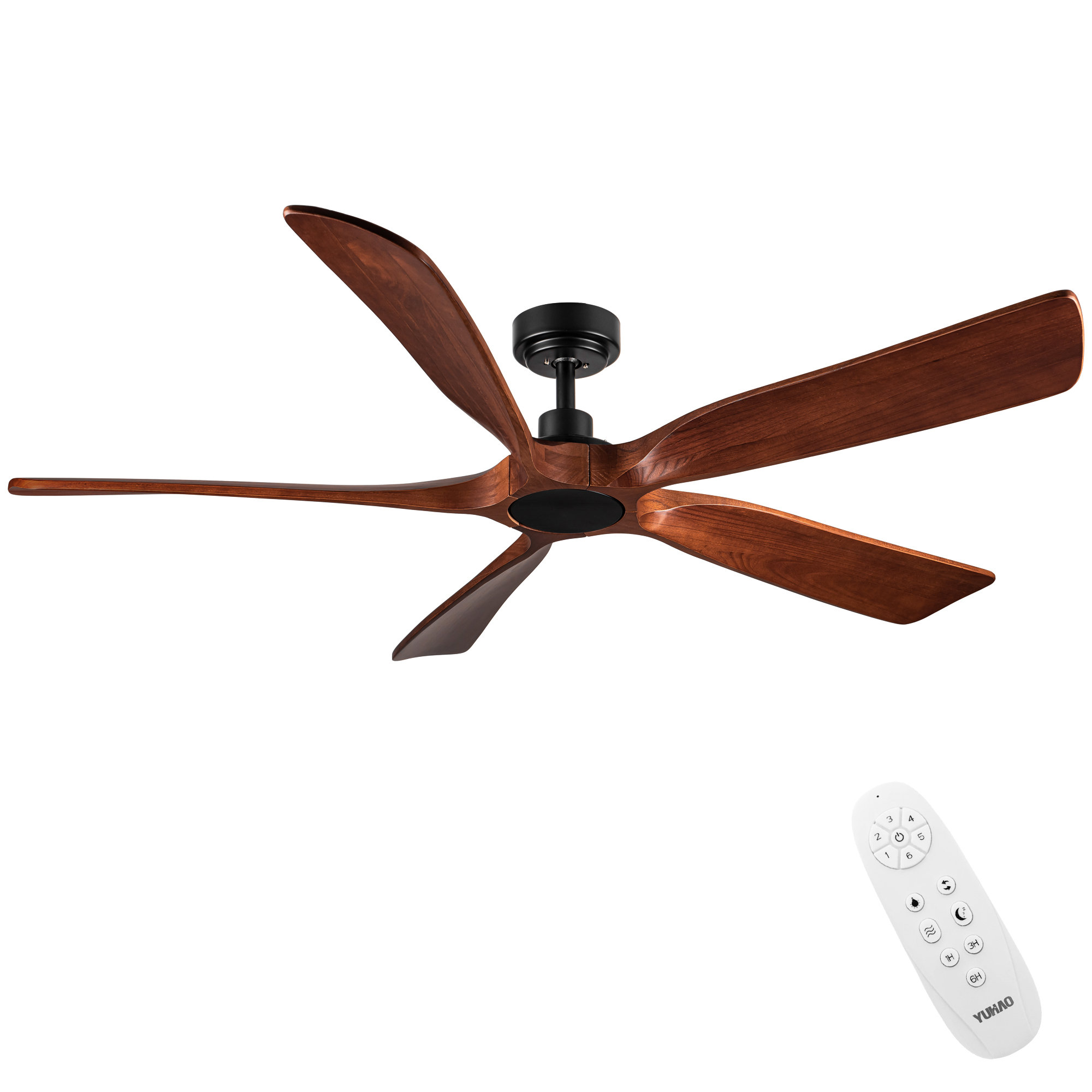 YUHAO Modern 60'' Rustic Look Wood Black Ceiling Fan Without Light ...