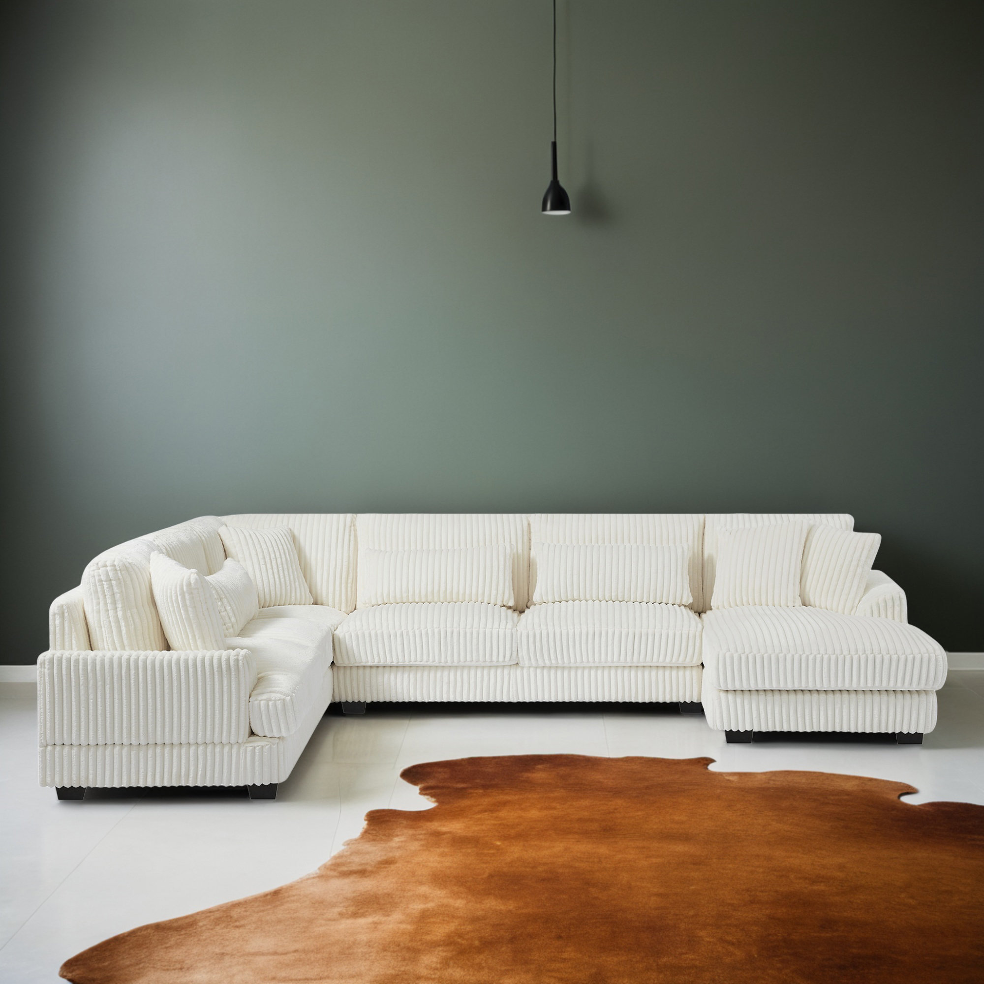 Hokku Designs 129" U-shaped Upholstered Sectional Sofa for Living Room ...