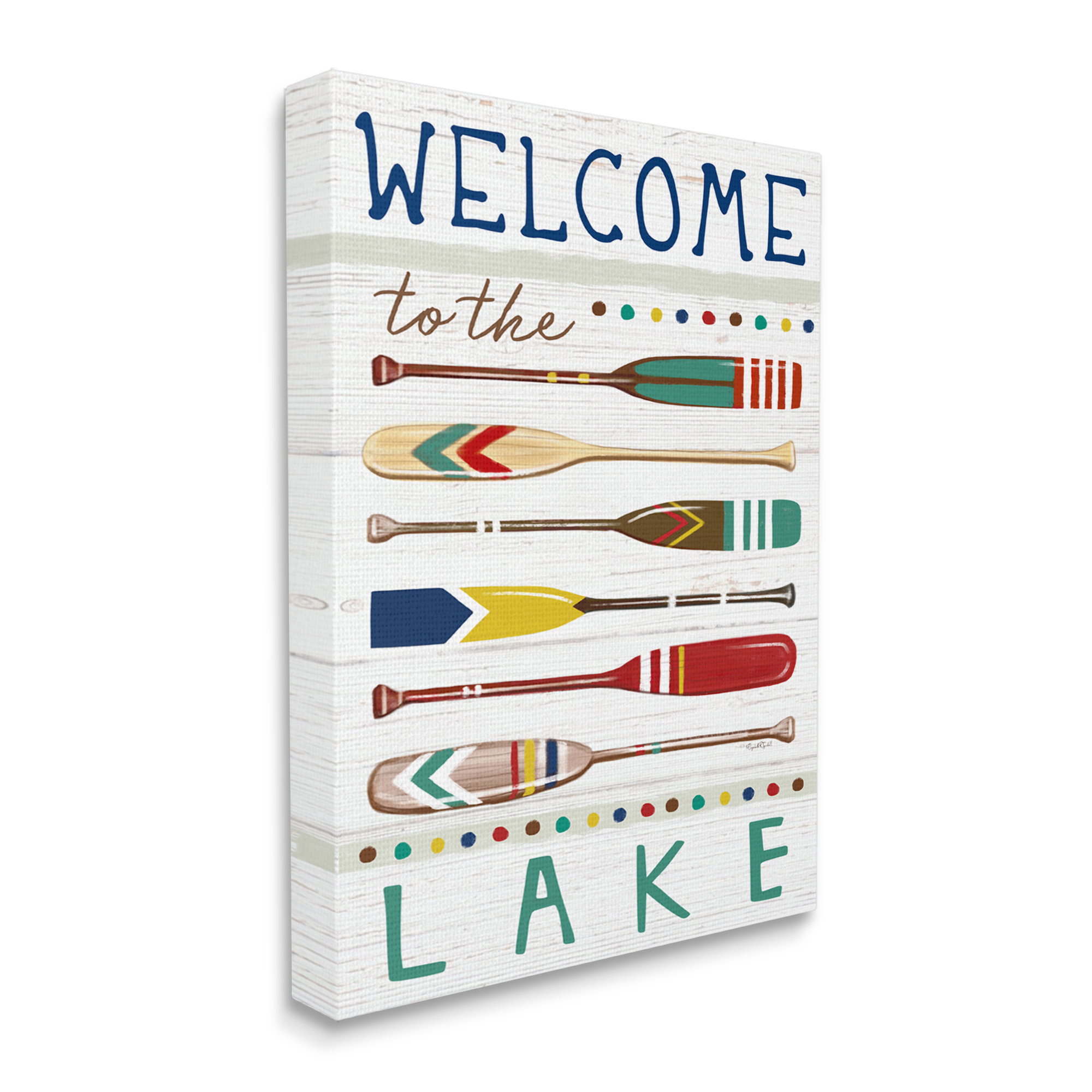 Latitude Run® Lake Welcome Sign Striped Oars by Elizabeth Tyndall ...