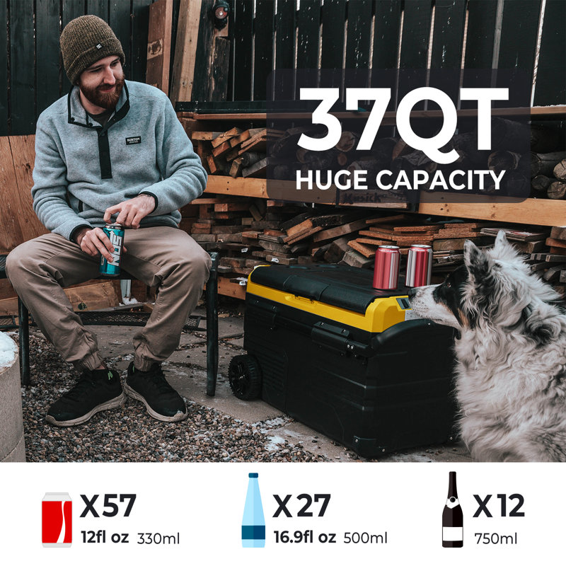 BougeRV 37Qt Portable Car Refrigerator Dual Zone Freezer Cooler Mini ...