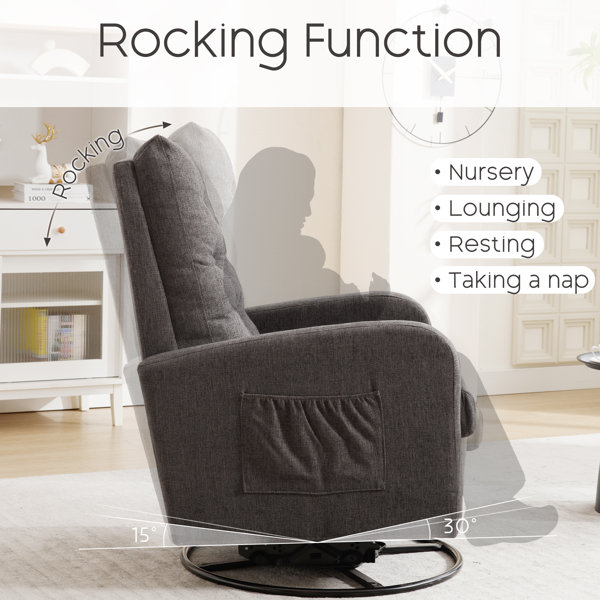 Ebern Designs Tahliyah Upholstered Swivel Rocker Glider Nursery Chair ...