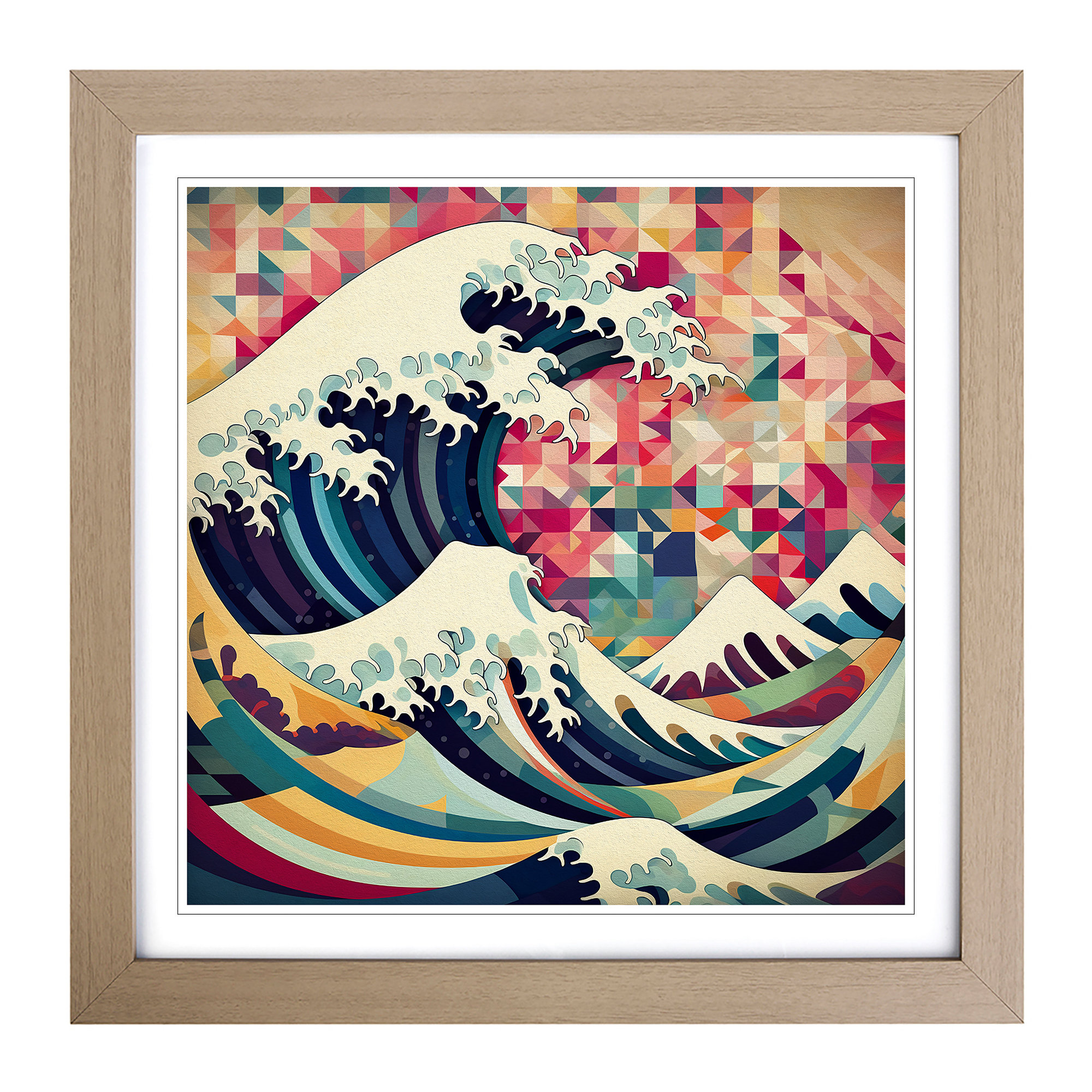 17 Stories Japanese Wave Cubism No.1 - Single Picture Frame Art Prints ...