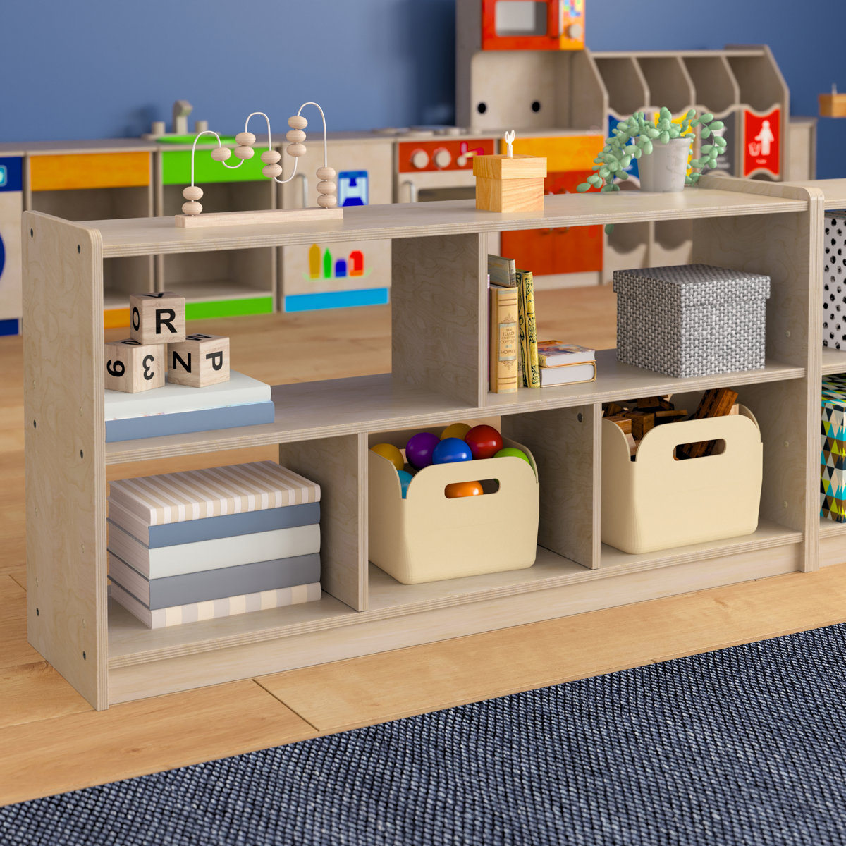 Bright Beginnings Wooden Commercial Grade 5 Section Classroom Storage ...