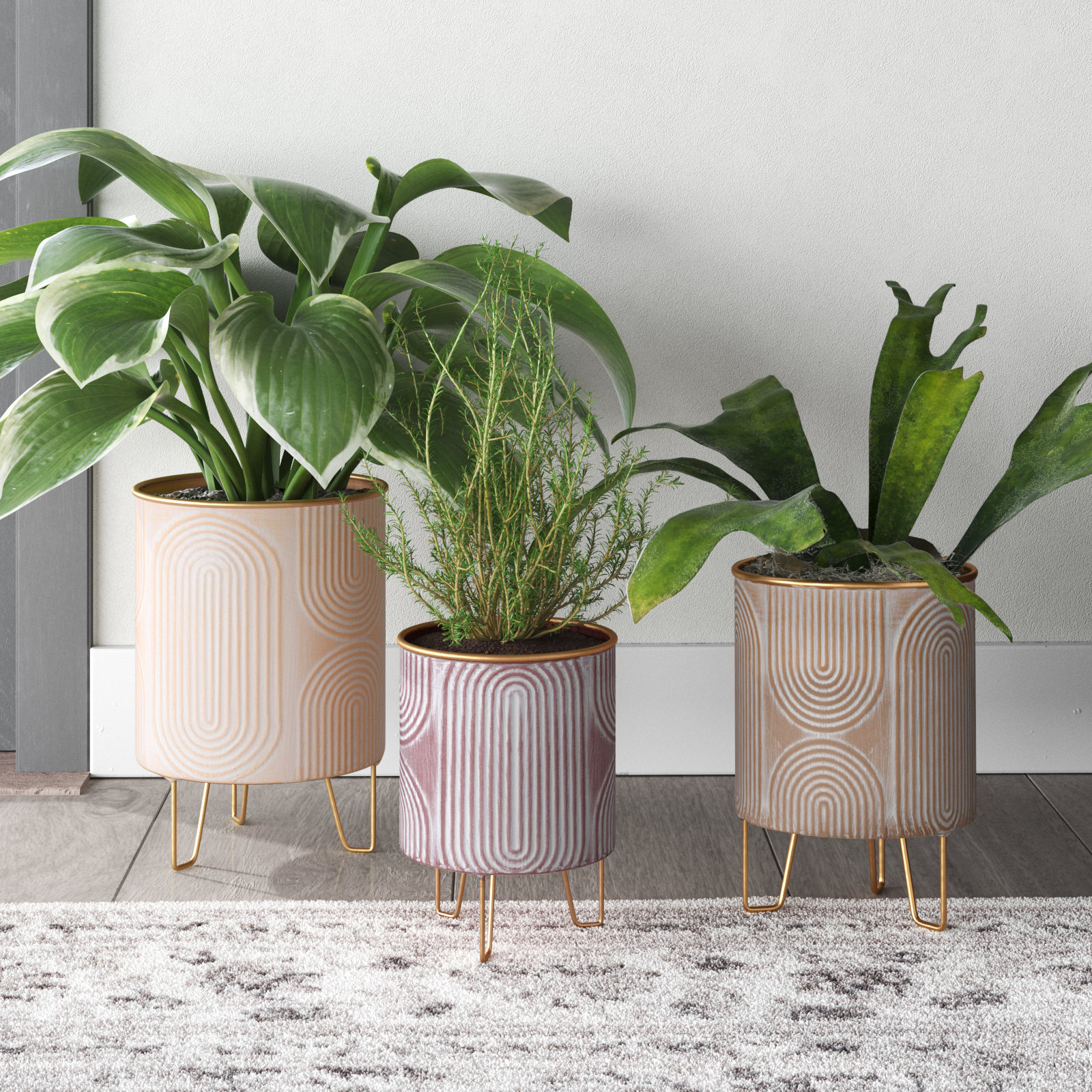 Laurel Foundry Modern Farmhouse® Jalyn 3-Piece Metal Cachepot Set | Wayfair