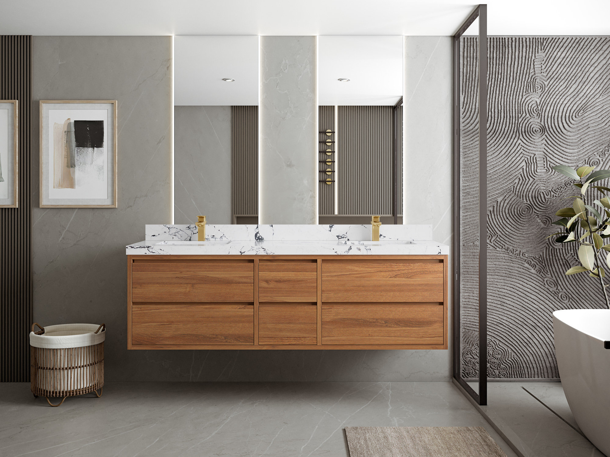 Willow Collections Madison Floating 72'' Double Bathroom Vanity with ...