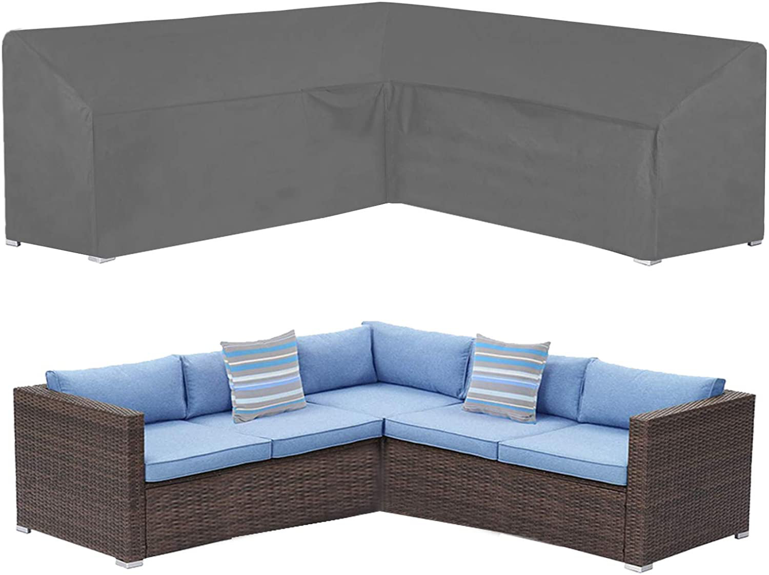 Arlmont & Co. Patio Outdoor V Shaped Sectional Sofa Cover,Heavy Duty ...