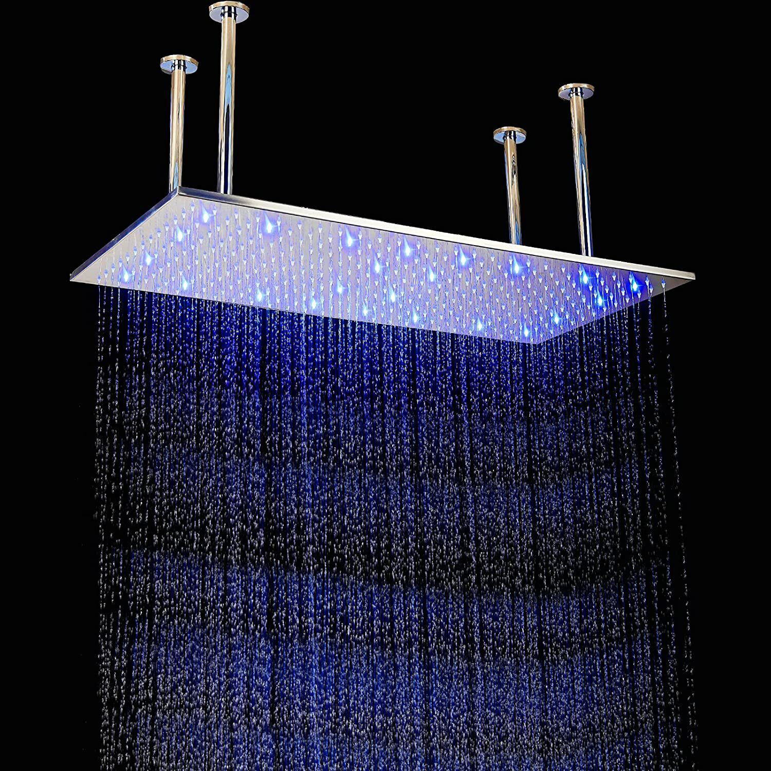 Senlesen Brass Large Square LED Rain Shower Head Ceiling Mount Rainfall ...