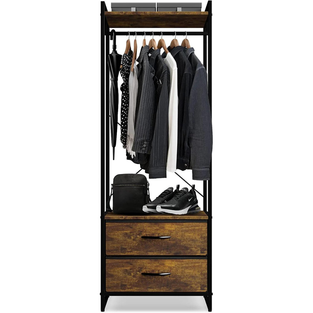 Sorbus Clothing Rack With Drawers - Clothes Stand Dresser - Wood Top ...