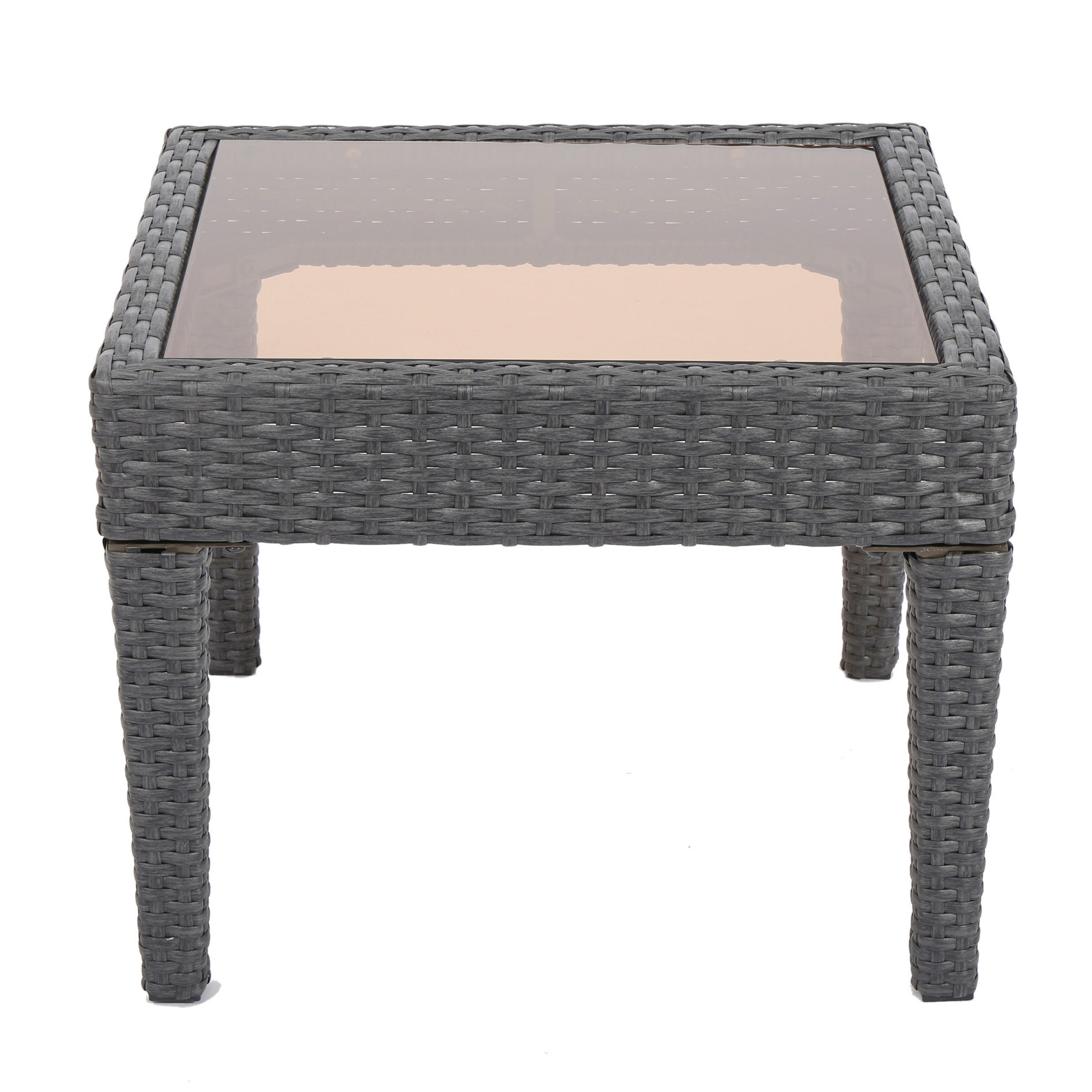 Latitude Run® Outdoor Grey Table With Glass - Furniture For Spaces Side ...