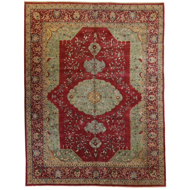 Woven Concepts Oriental Hand-Knotted Wool Red/Teal/Gold Area Rug | Perigold