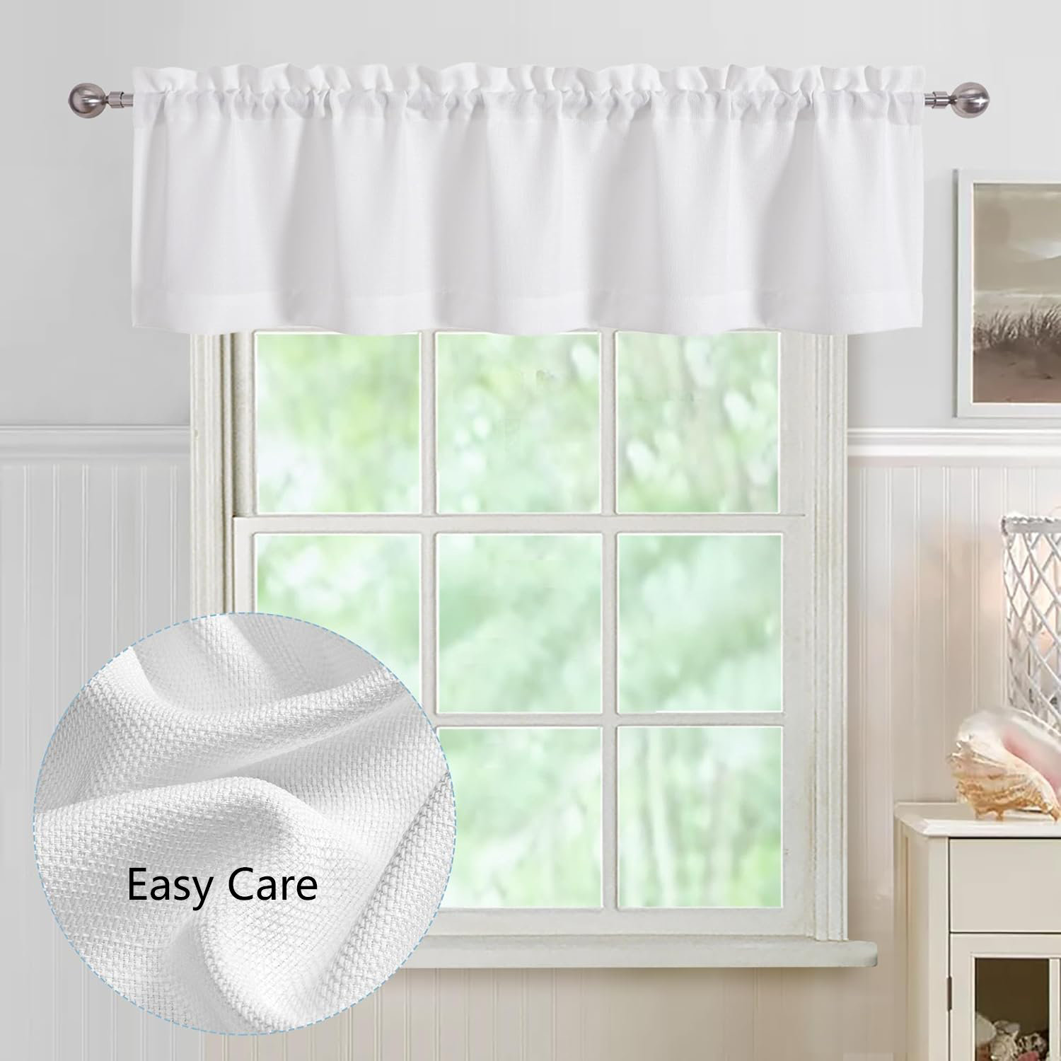 Tobran Valance for Windows, Faux Linen Slub Textured Small Window ...