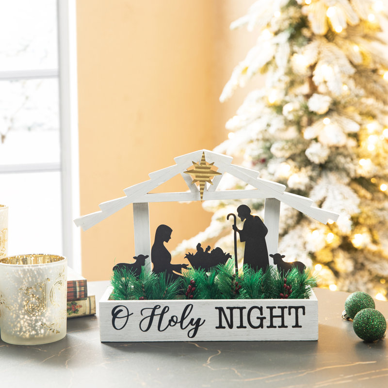 The Holiday Aisle® 13.5"L Wooden Nativity Table Decor | Wayfair