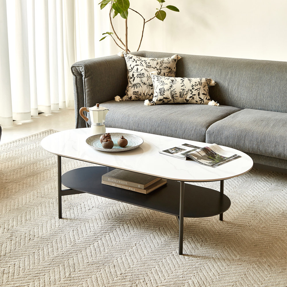 Latitude Run® Coffee Table Ceramic Coffee Table, MDF Painting Double ...