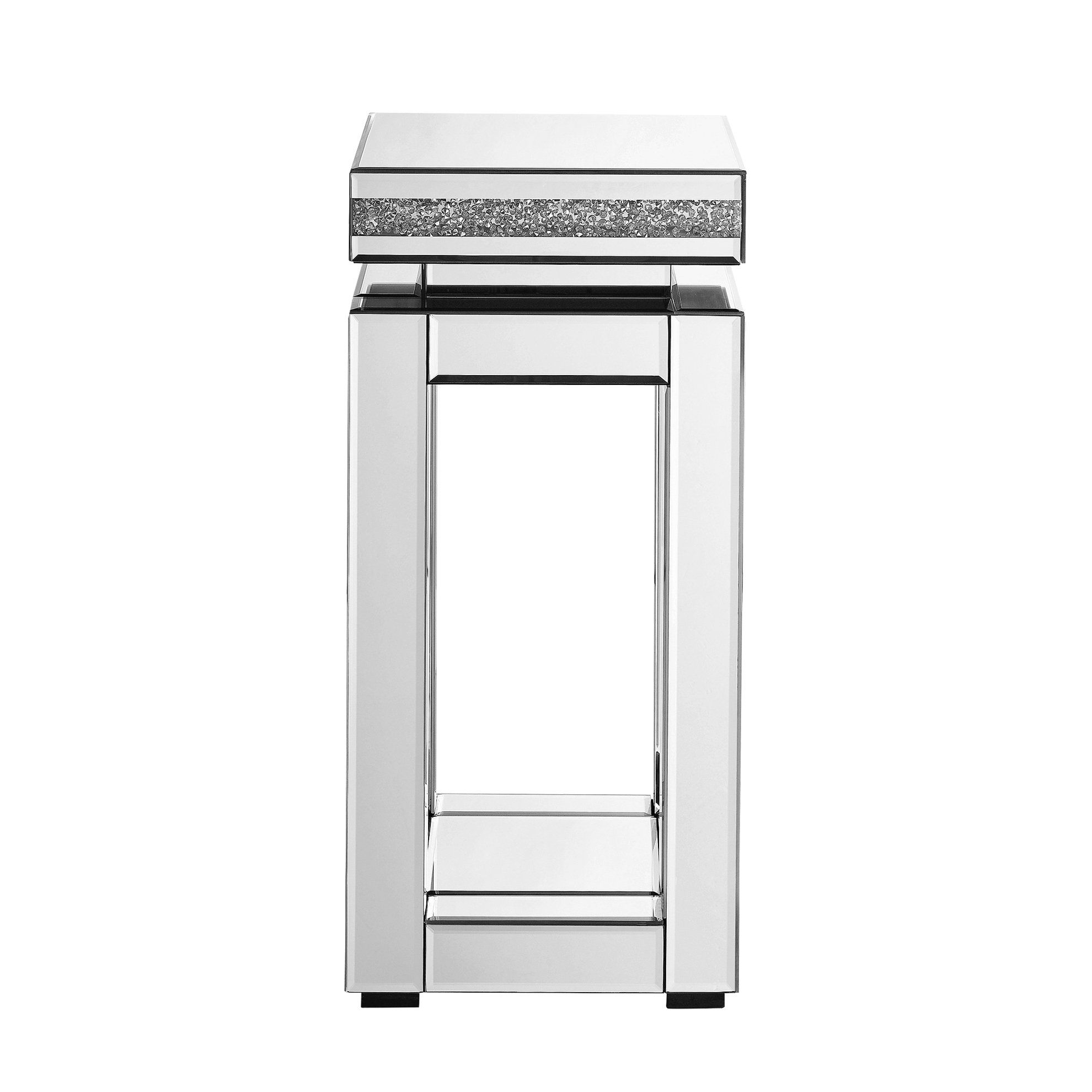 Mercer41 Mirrored End Table Square With Crystals Inlay, 2-Tier Modern ...