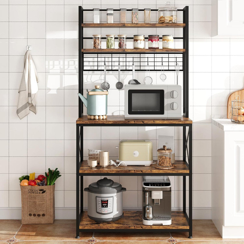 Gracie Oaks Kitchen Bakers Rack, 5-Tier Kitchen Utility Storage Shelf ...