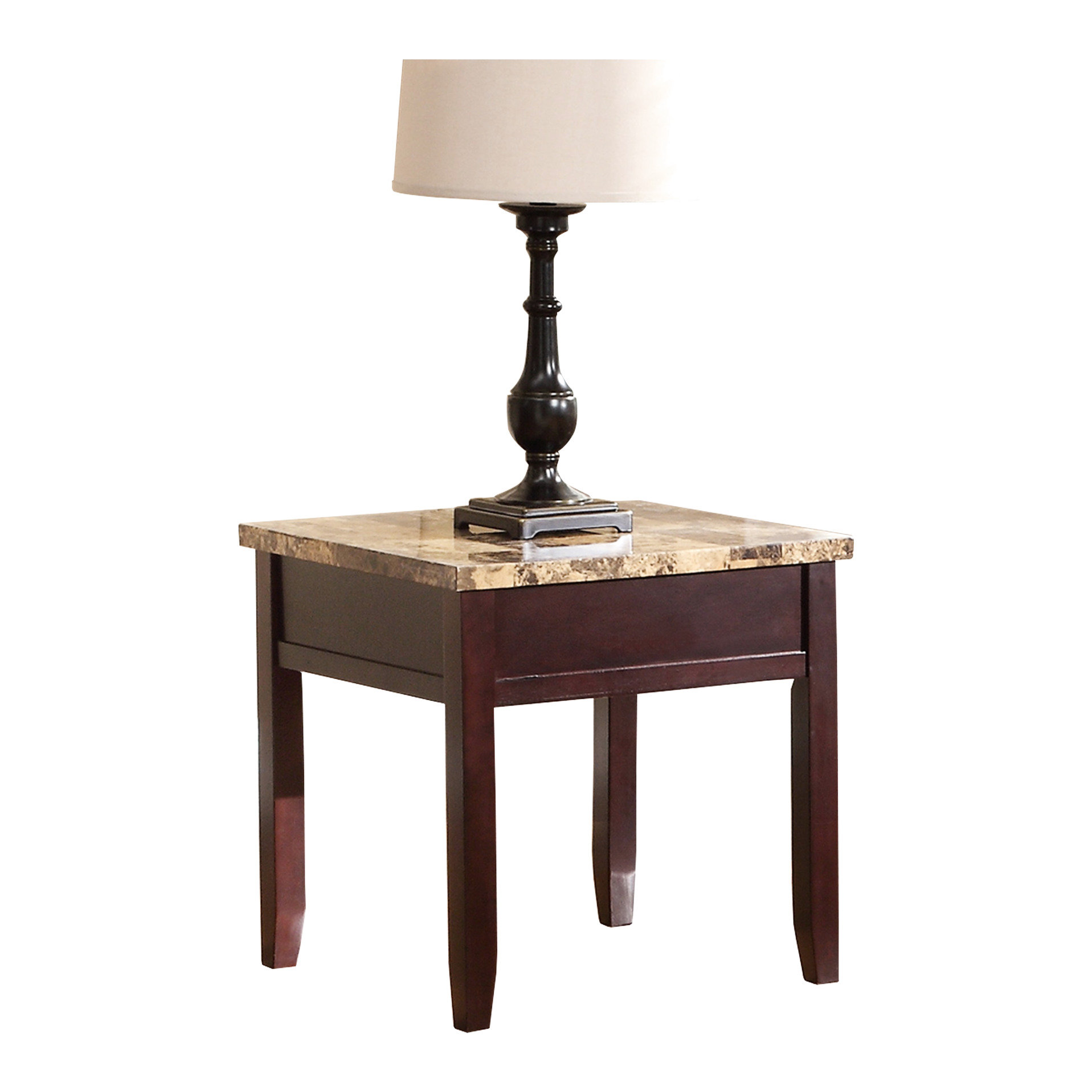 Winston Porter Dark Cherry Faux Marble Living Room End Table ...
