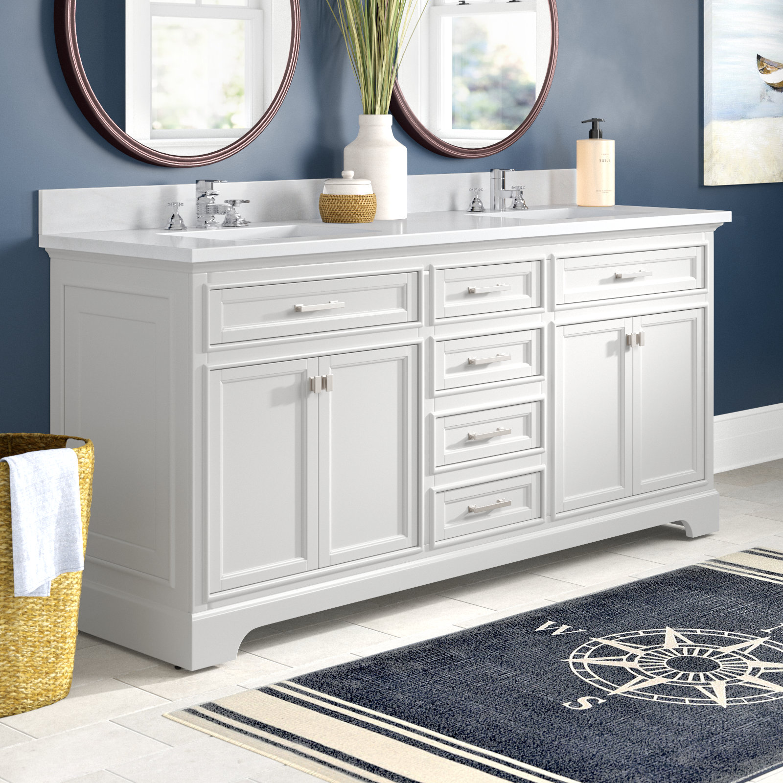 Beachcrest Home™ Zoila 72" Double Bathroom Vanity Set & Reviews | Wayfair