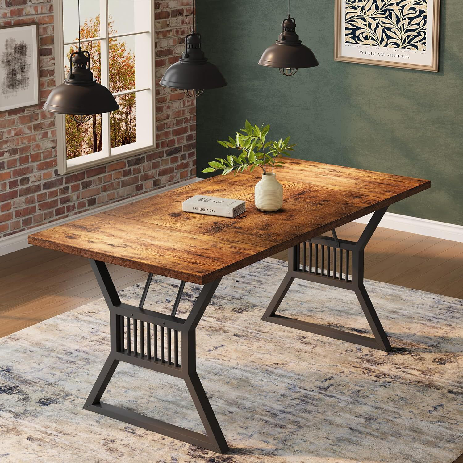 Winston Porter 70.8 Inch Dining Table with Heavy Duty Metal Legs ...