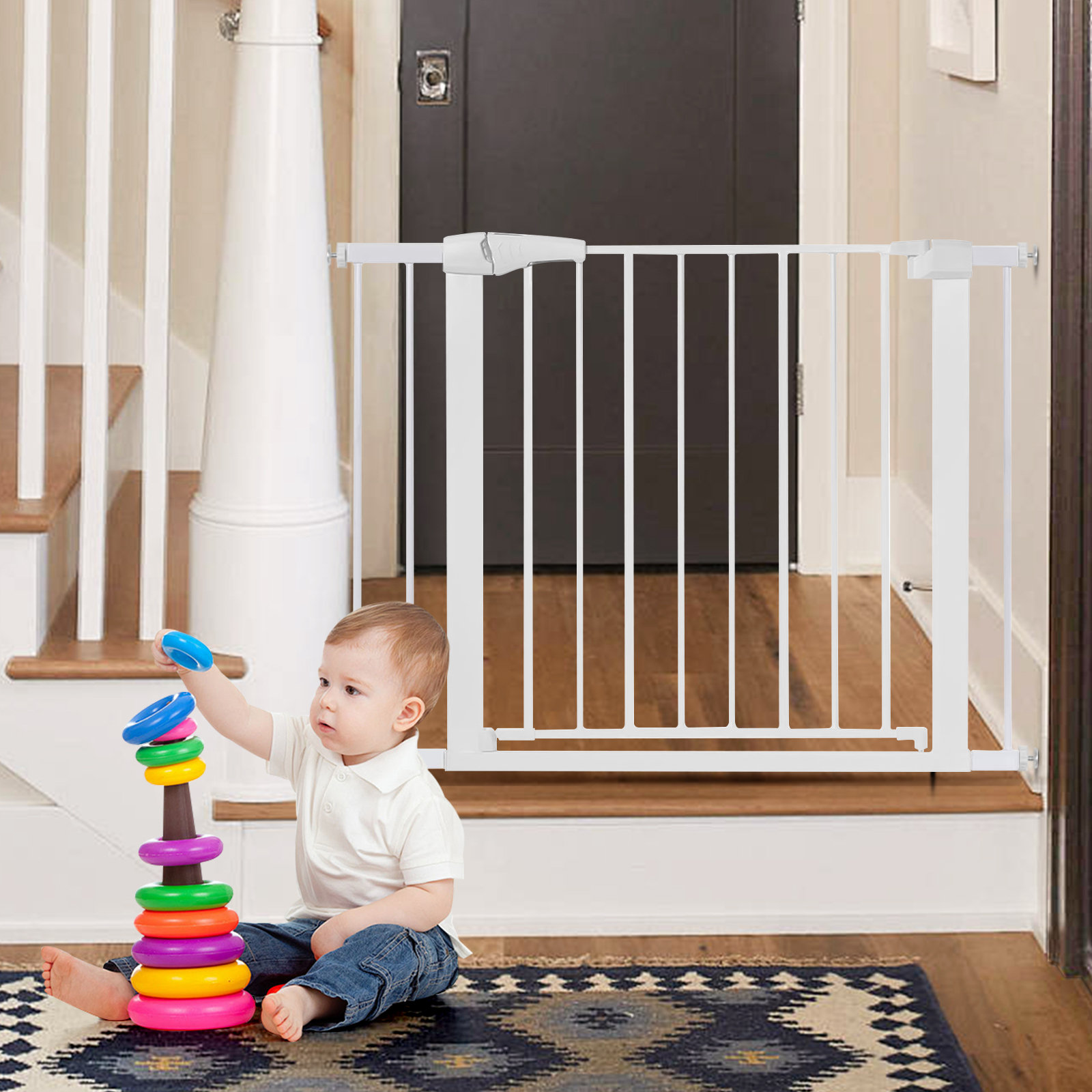 Toocapro 29.5"-40.5"Wide Metal Auto Close Baby Safety Gate Pressure ...