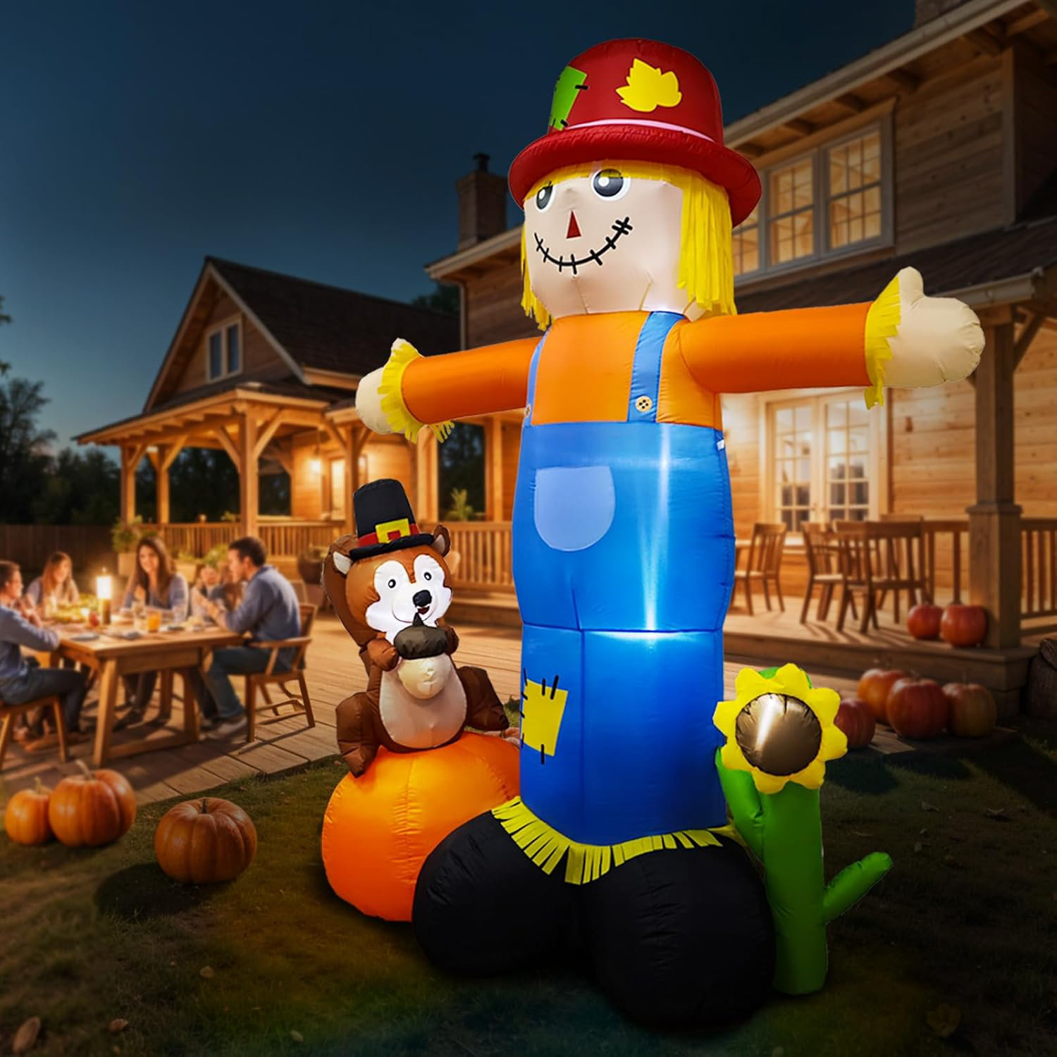 The Holiday Aisle® 8Ft Thanksgiving Inflatable Scarecrow Outdoor ...