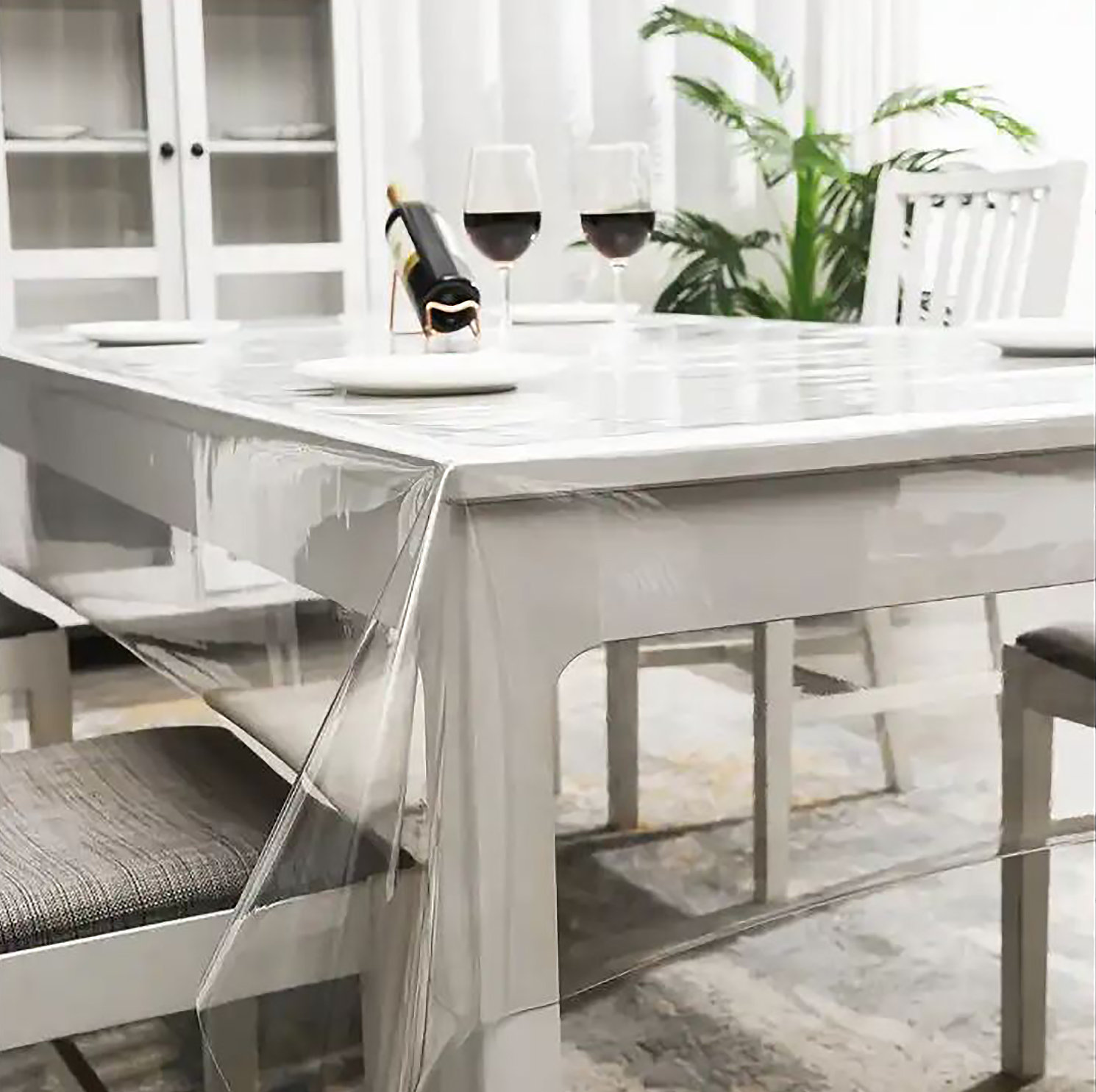 Symple Stuff Premium Clear Plastic Vinyl Pvc Fabric Table Cover ...