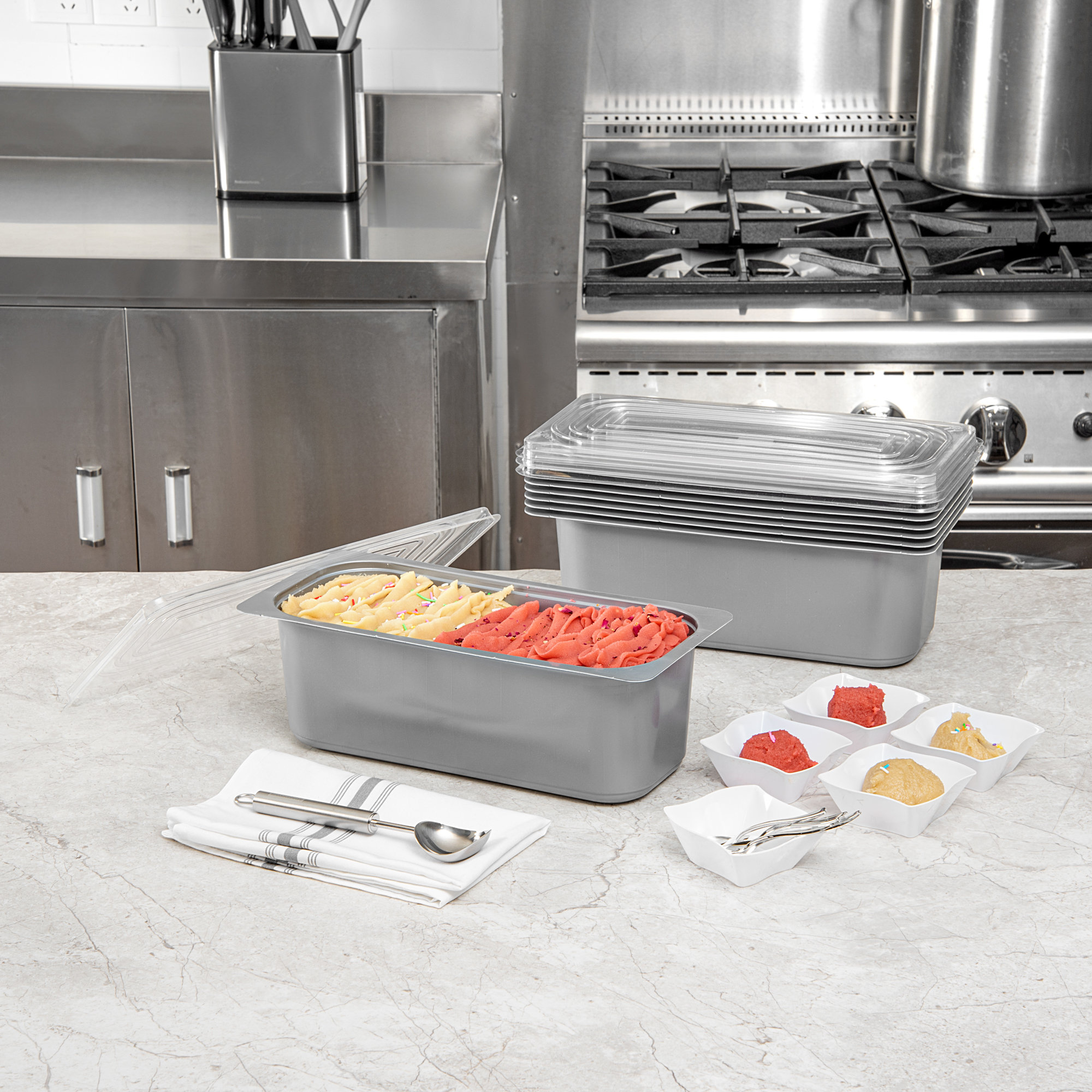 Restaurantware-RW Base 5 Quarts Ice Cream Containers, Rectangle Disposable Containers - Durable ...