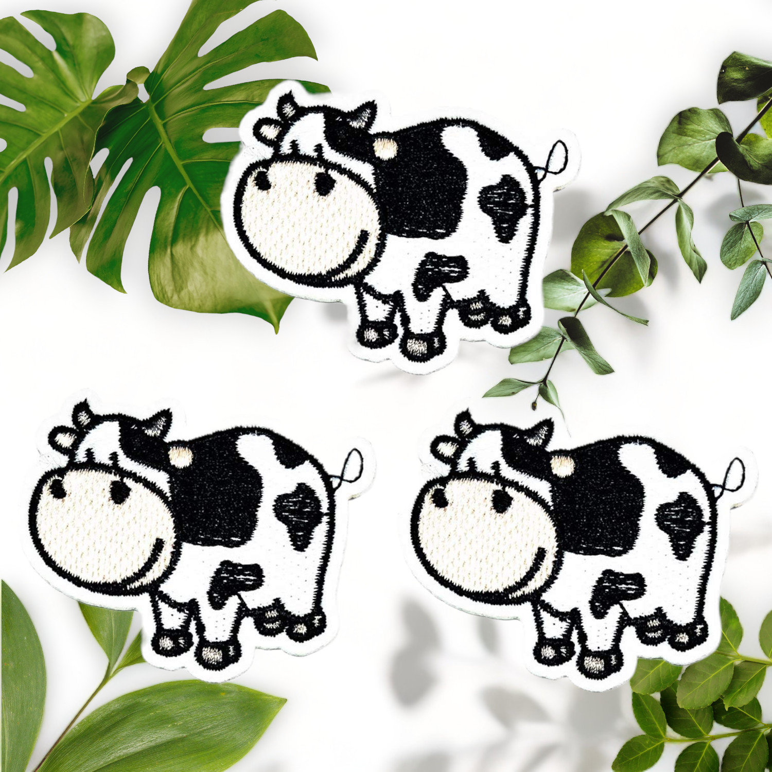 BRBCA Farm Friends Cow Patch Set, 3 Embroidered Iron-On Patches | Wayfair
